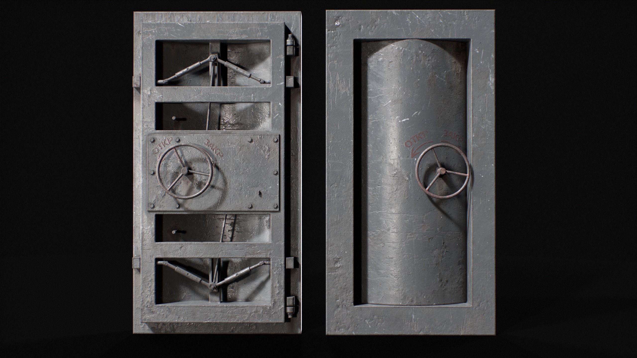 3D model Bunker door Pbr lowpoly bunker gate 06 with 2 skins VR / AR ...