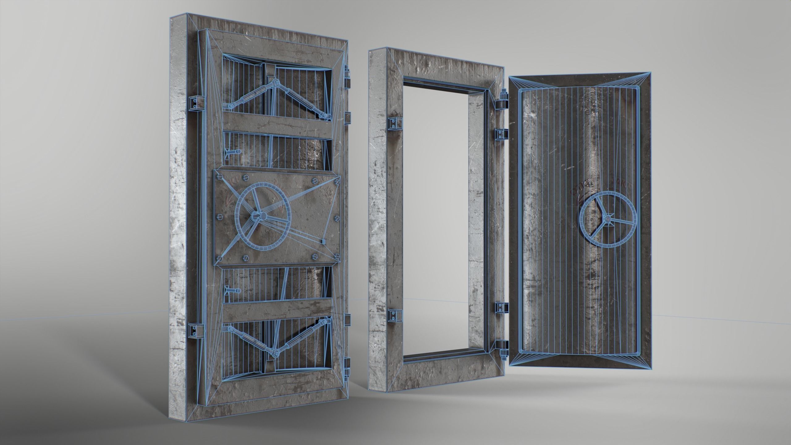 3D model Bunker door Pbr lowpoly bunker gate 06 with 2 skins VR / AR ...