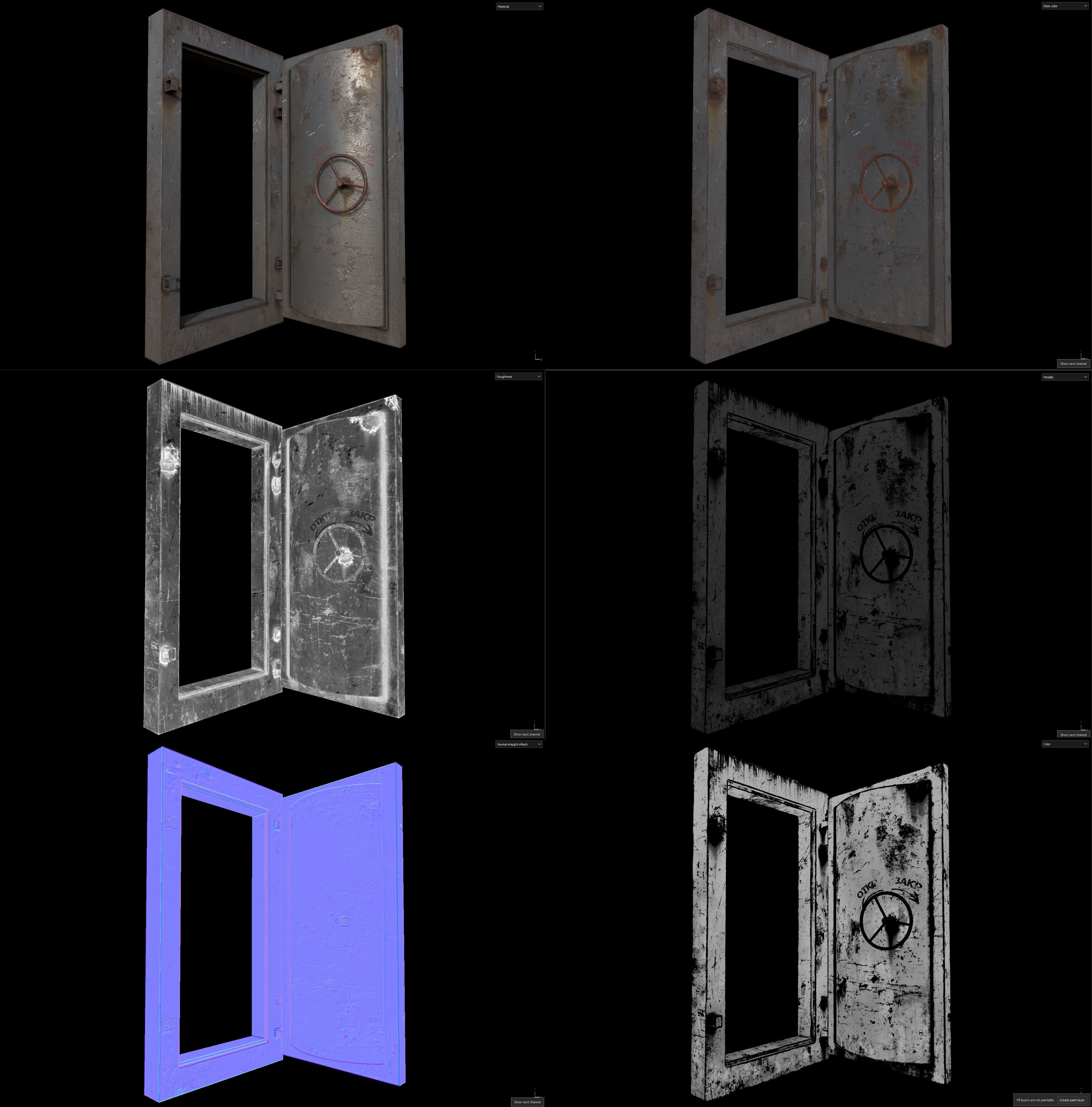 3D model Bunker door Pbr lowpoly bunker gate 06 with 2 skins VR / AR ...