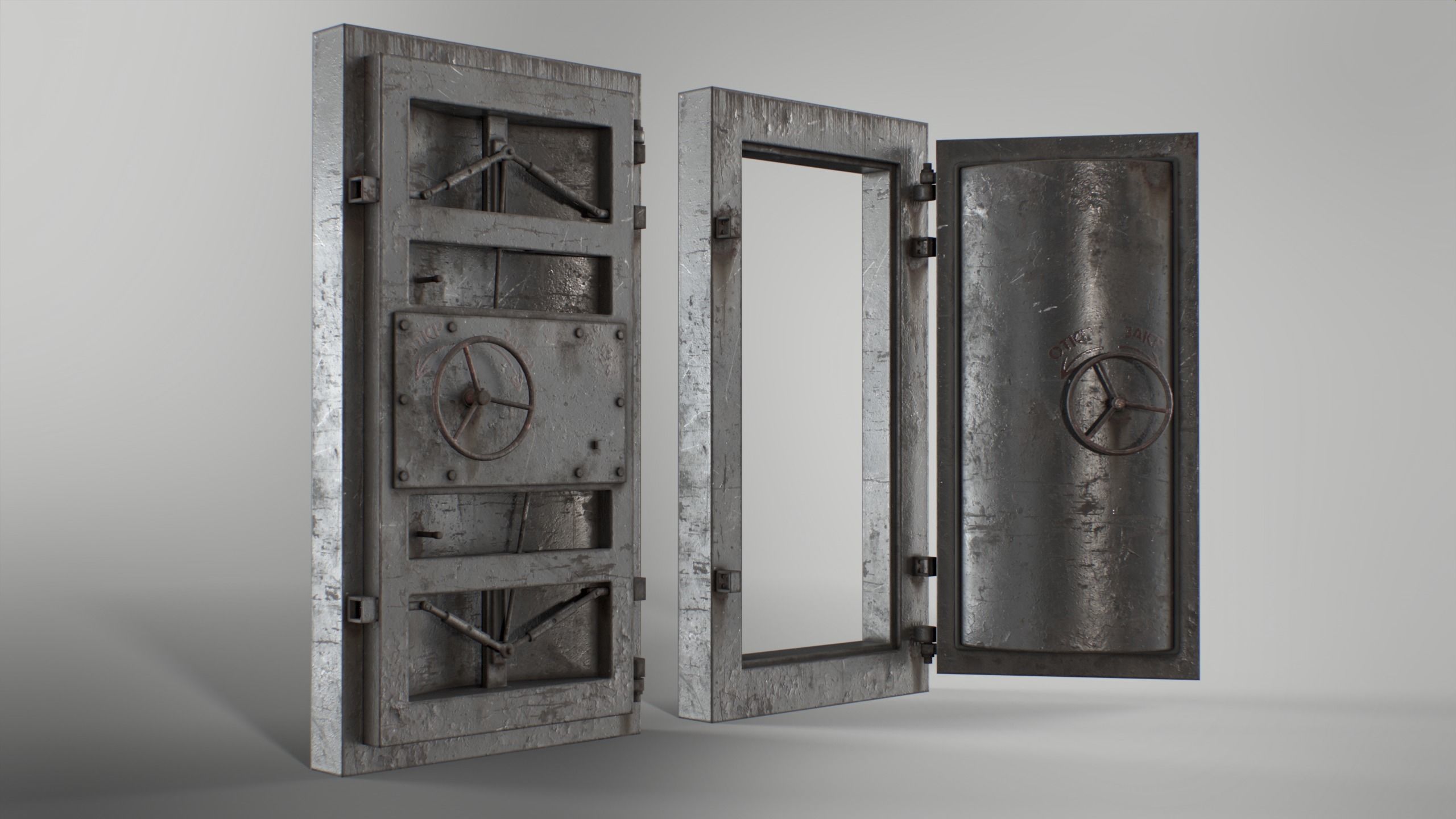 3D model Bunker door Pbr lowpoly bunker gate 06 with 2 skins VR / AR ...