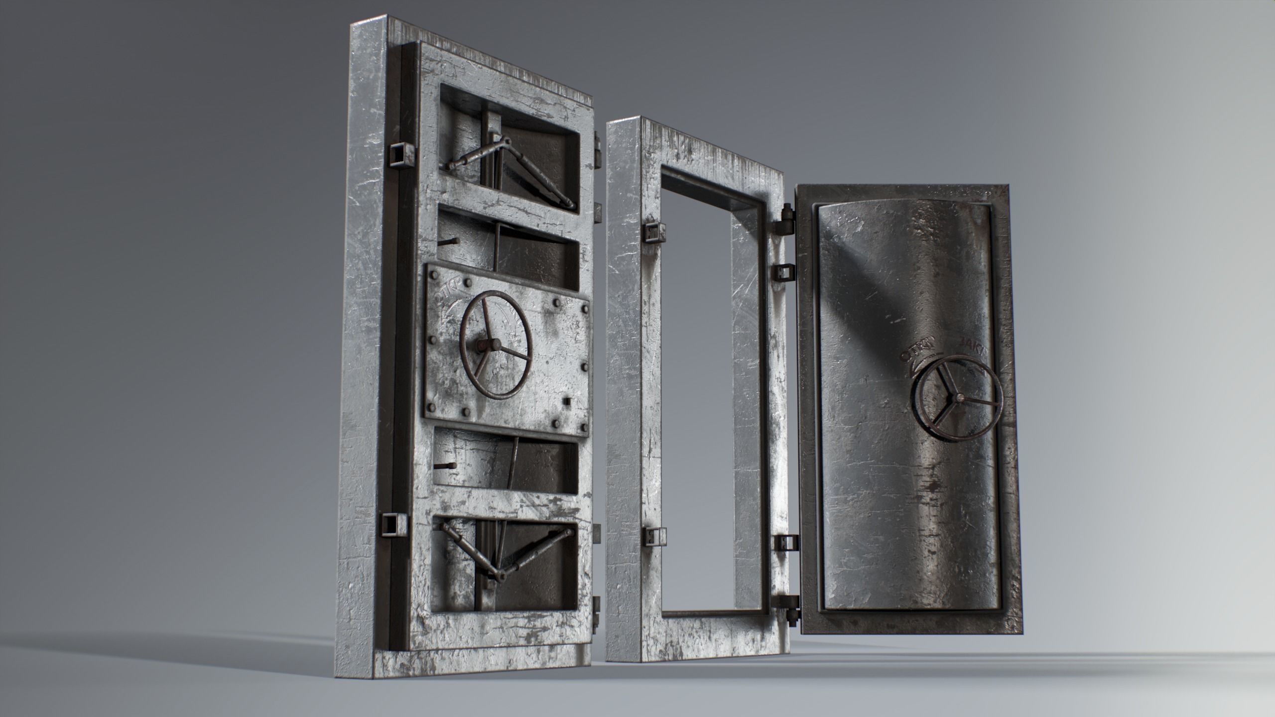 3D model Bunker door Pbr lowpoly bunker gate 06 with 2 skins VR / AR ...