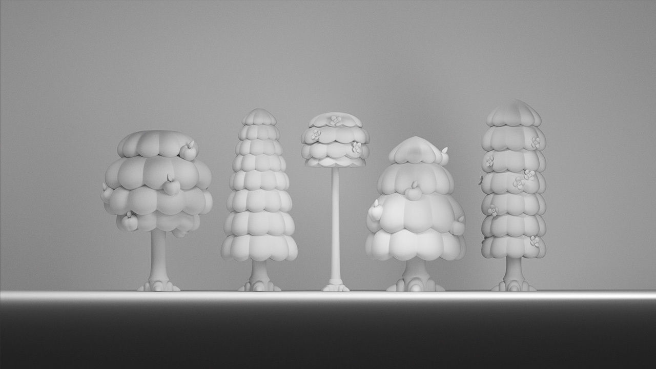 Cartoon style apple tree bundle 3D model | CGTrader