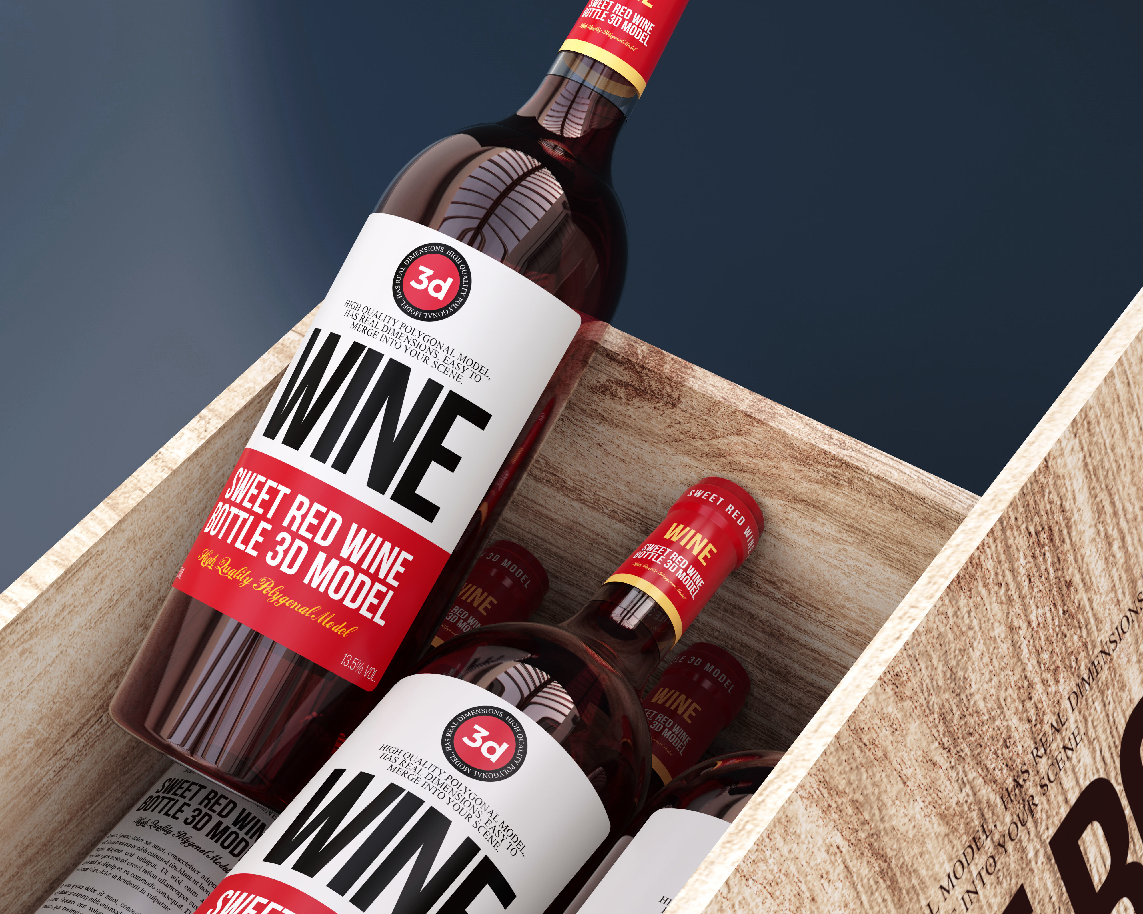 Wine bottle and box 3D model | CGTrader