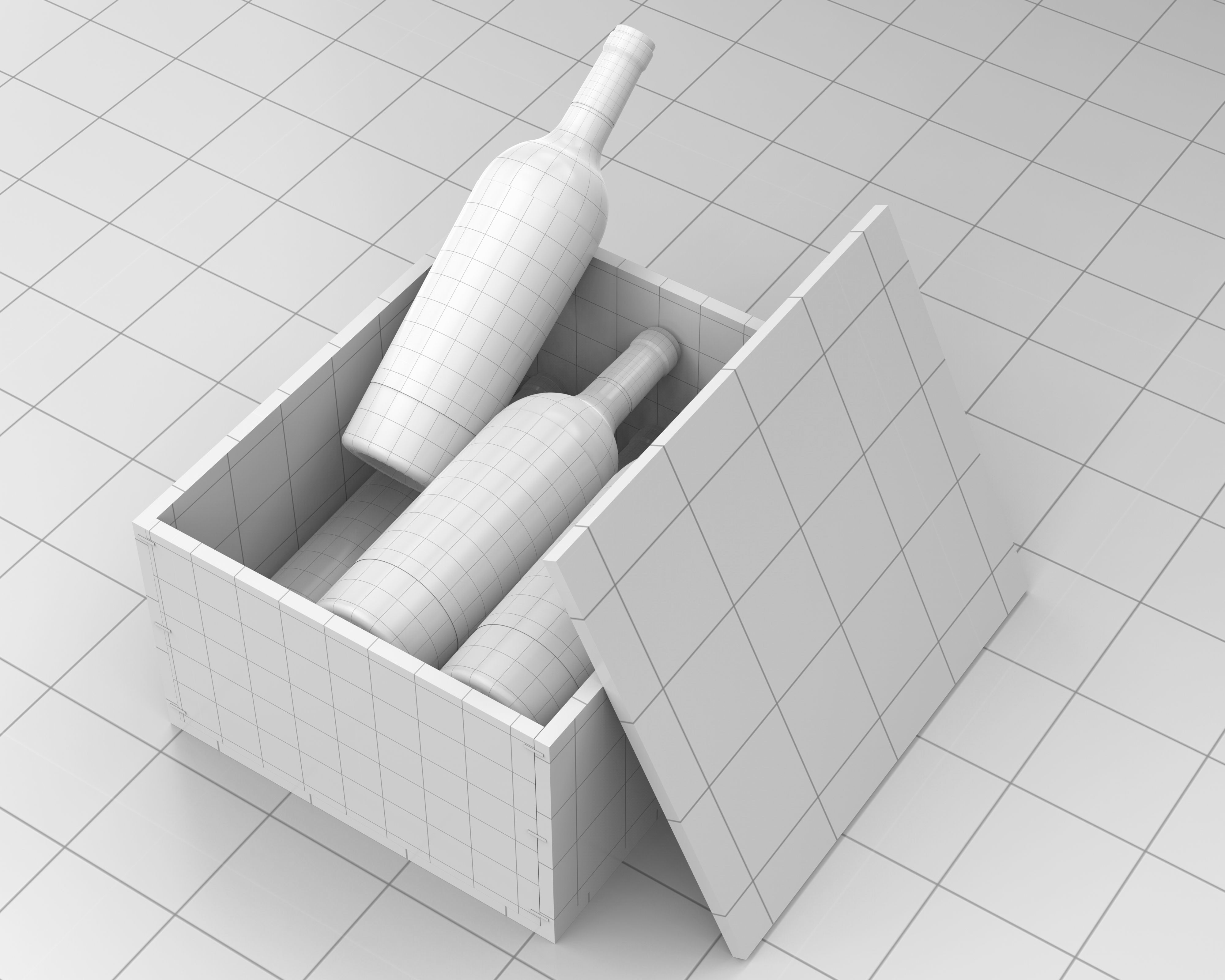 Wine bottle and box 3D model | CGTrader