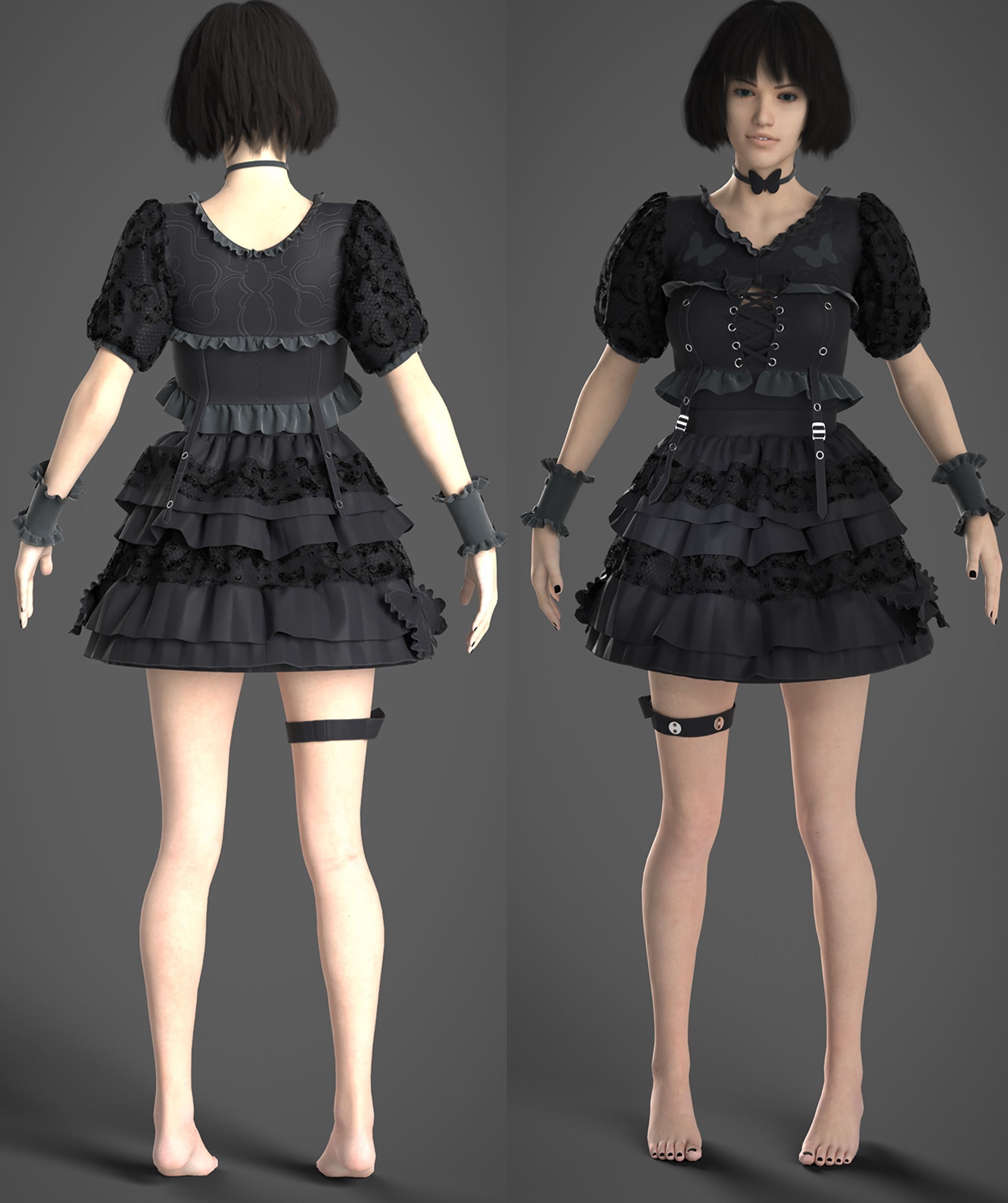 Gothic Lolita Dress 3D model | CGTrader