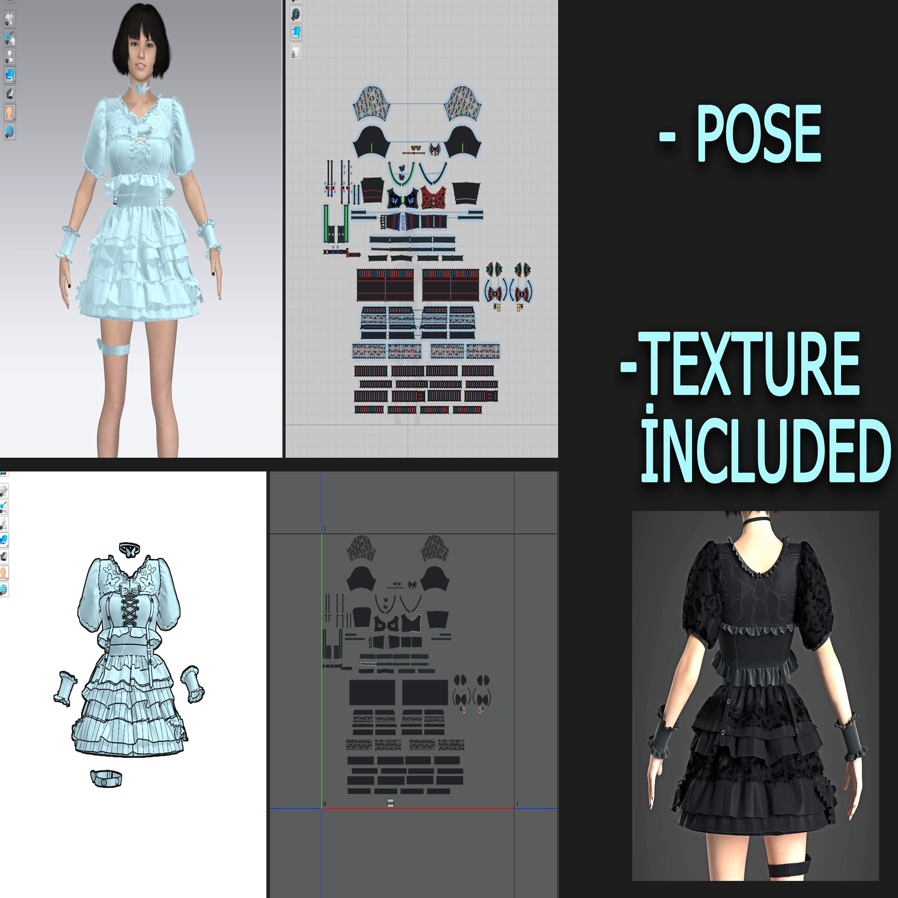 Gothic Lolita Dress 3D model | CGTrader