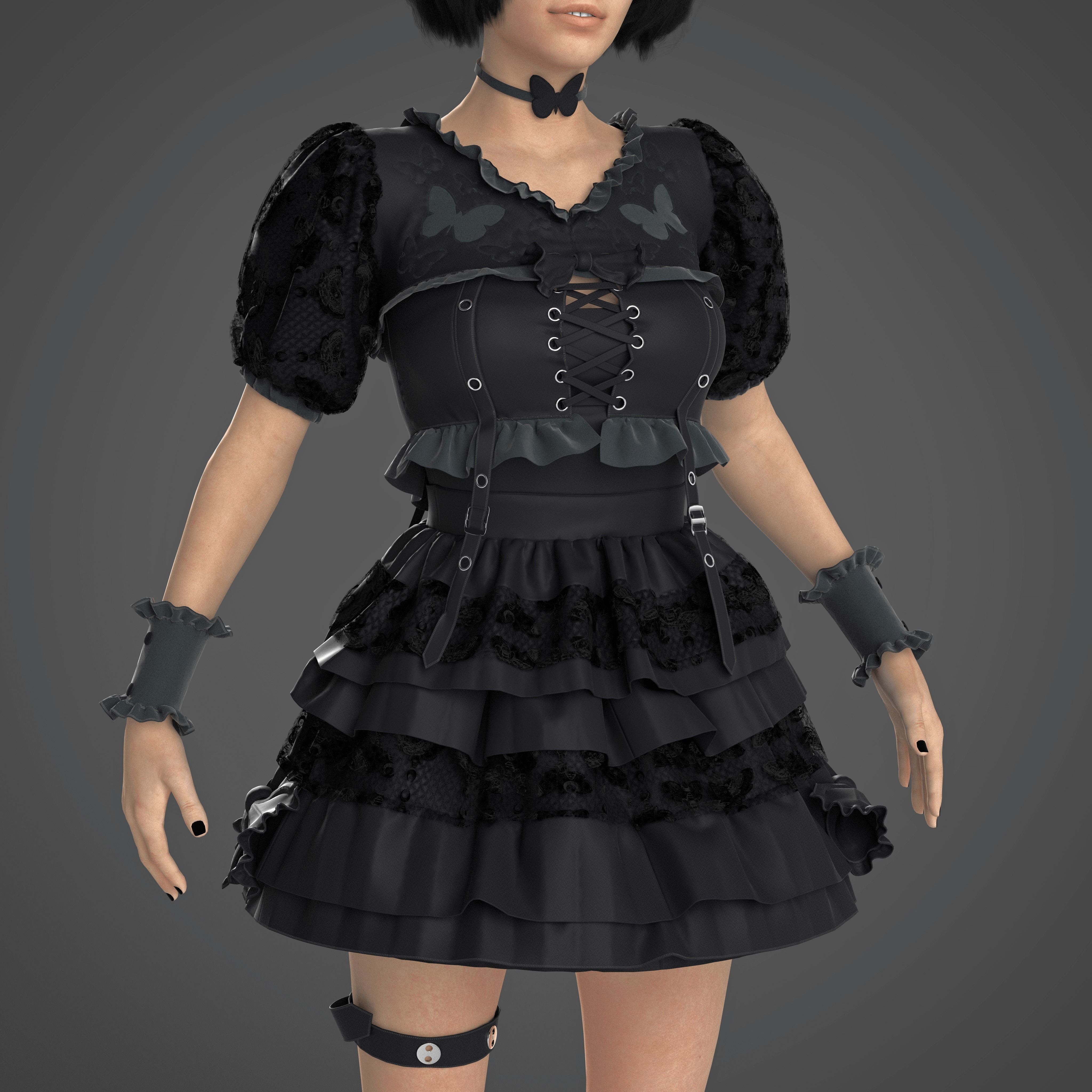 Gothic Lolita Dress 3D model | CGTrader