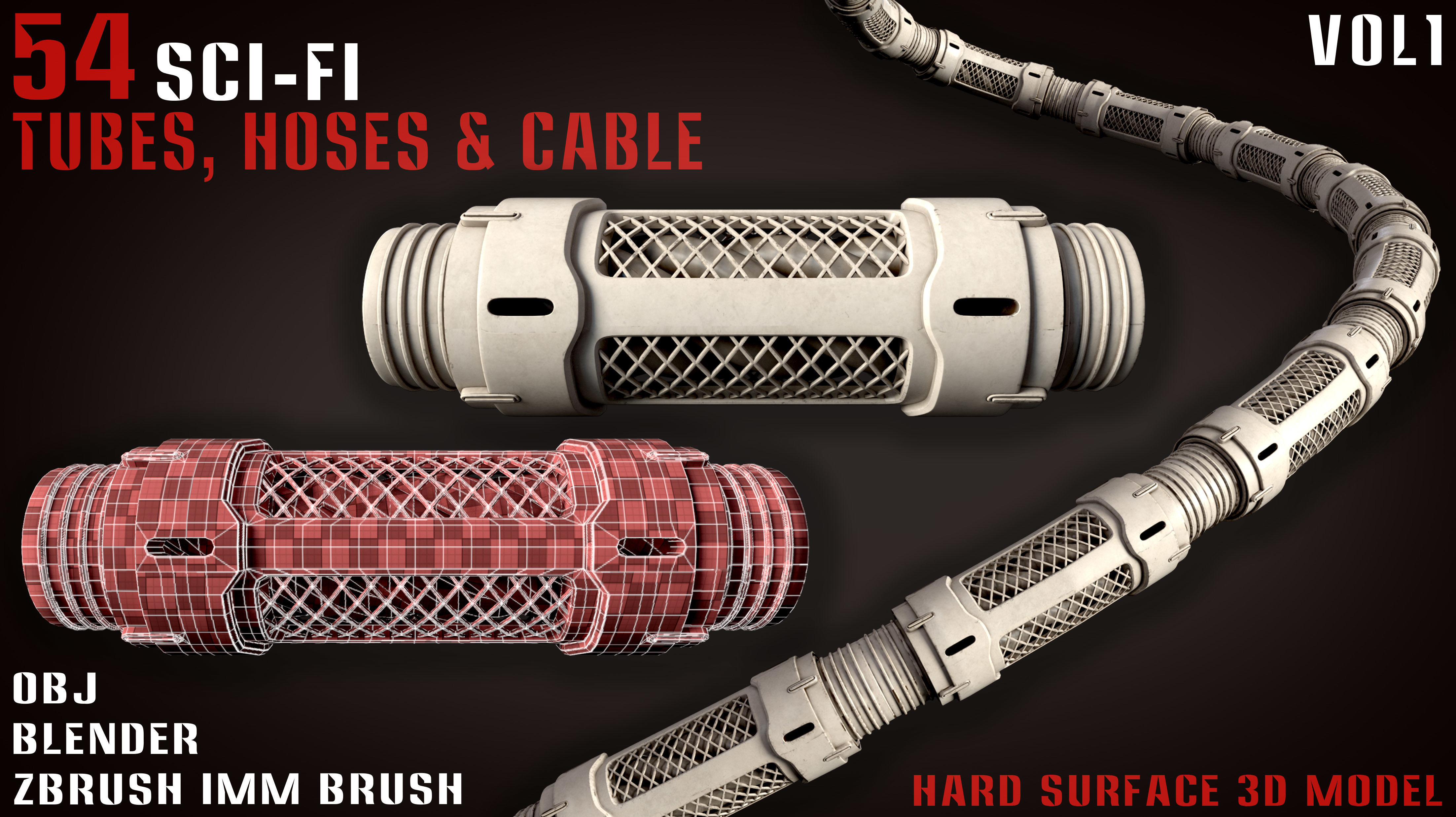 54 Sci-Fi Tubes- Hoses - Cables - vol1 3D model | CGTrader