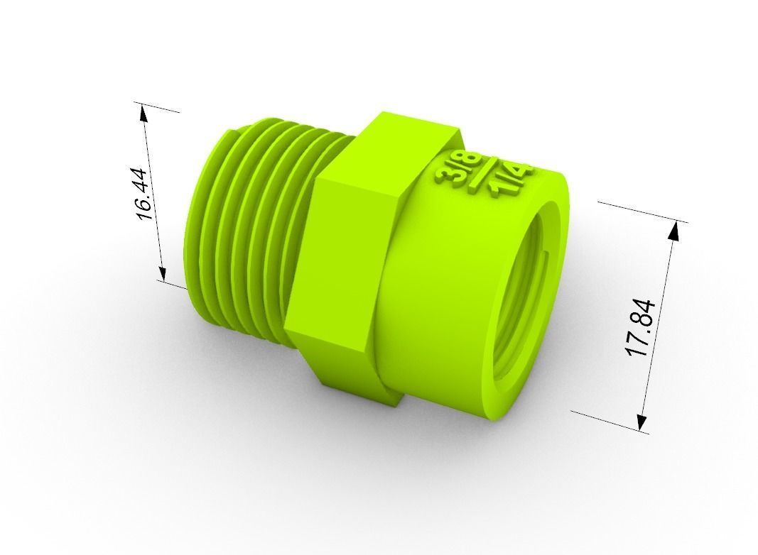 Connection pipe T 3 8 - 1 4 - 3D Model File STL 3D print model free 3D ...