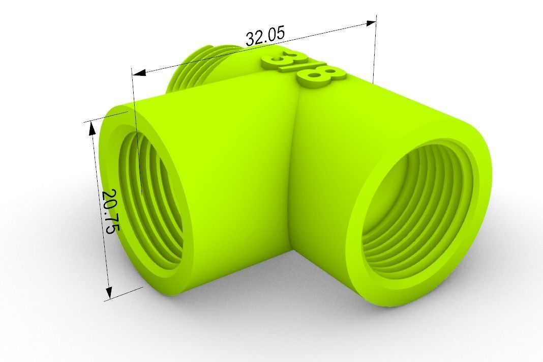 Connection pipe T 3 8 - 1 4 - 3D Model File STL 3D print model free 3D ...