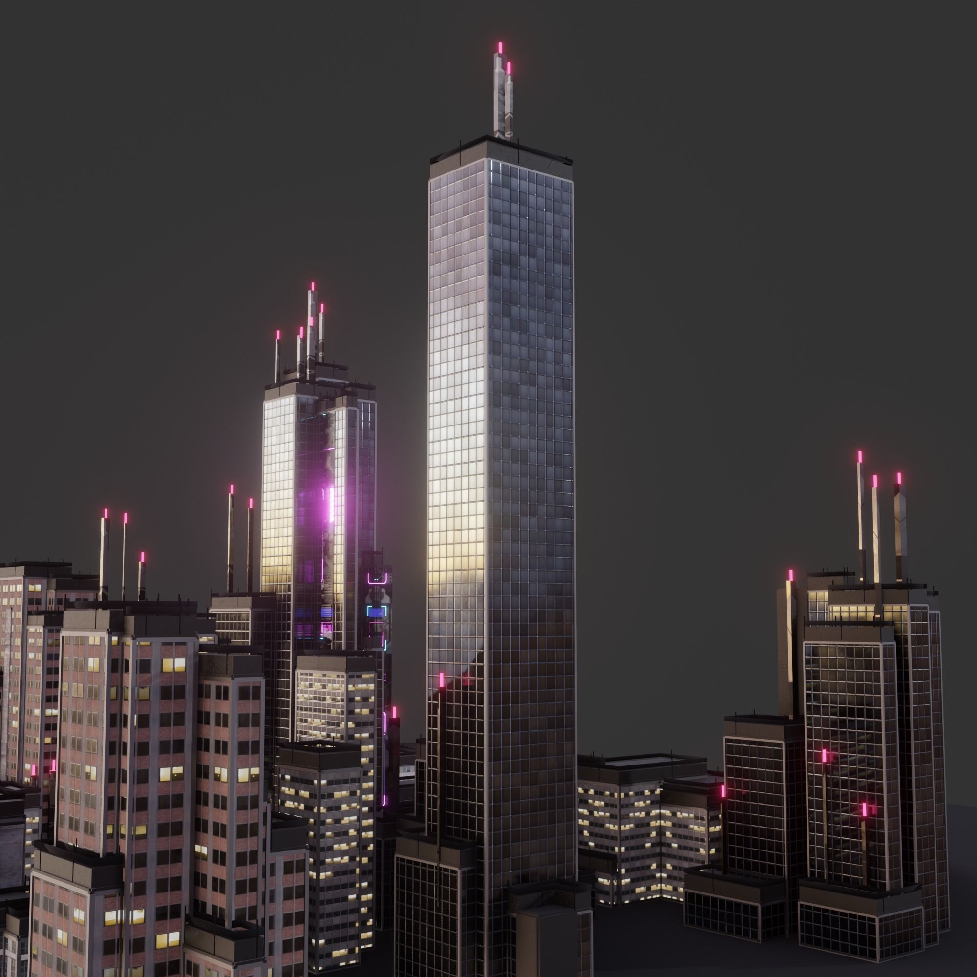 3D model Blender Procedural CyberPunk Building Generator VR / AR / low-poly | CGTrader