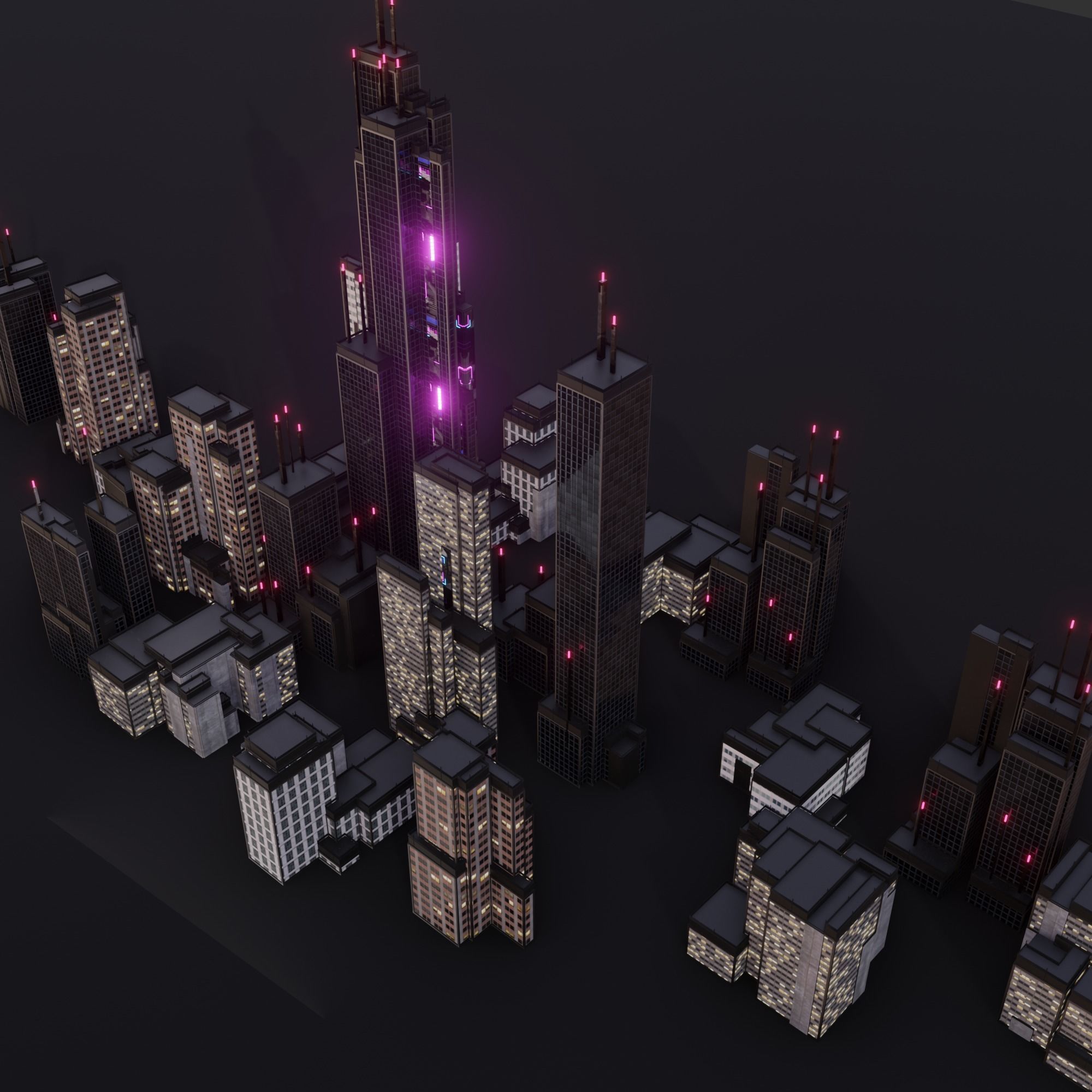 3D model Blender Procedural CyberPunk Building Generator VR / AR / low-poly | CGTrader