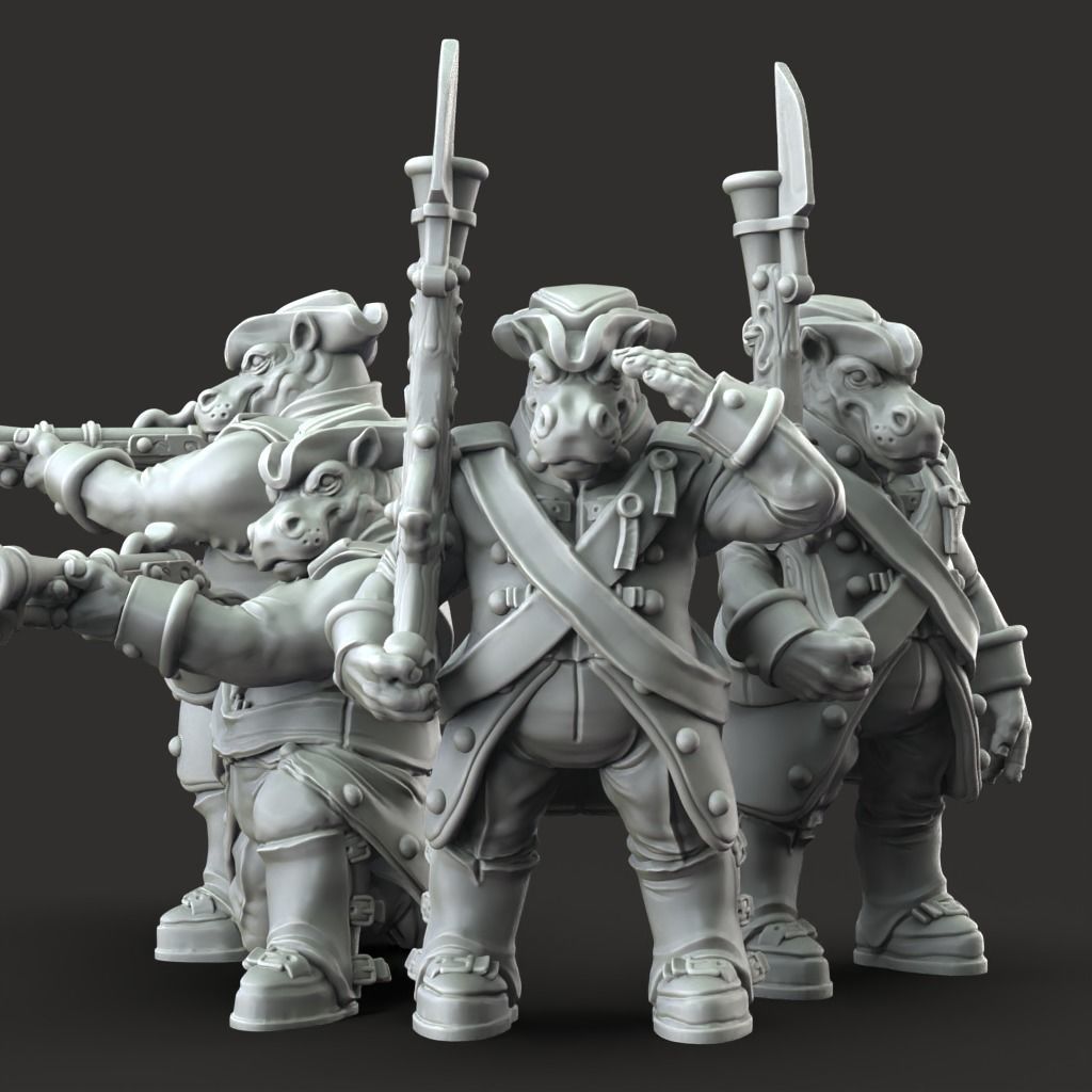 Giff Rifflemen - 3D Printable TTRPG - PRESUPPORTED - 32mm 3D model 3D ...