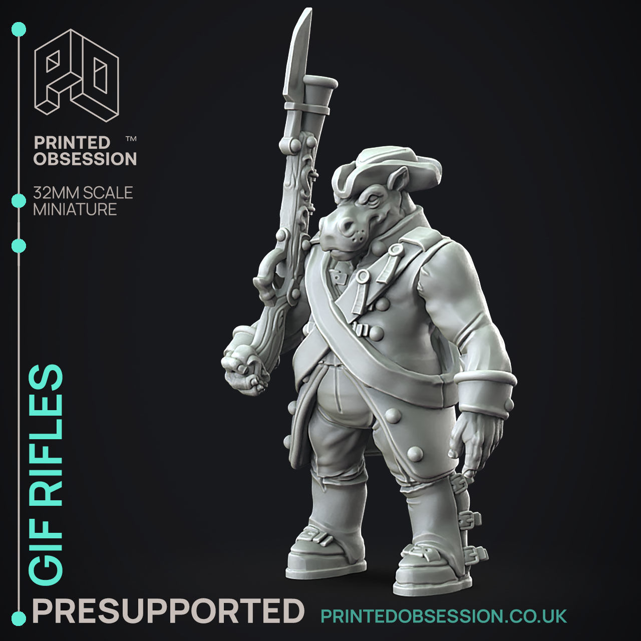 Giff Rifflemen - 3D Printable TTRPG - PRESUPPORTED - 32mm 3D model 3D ...