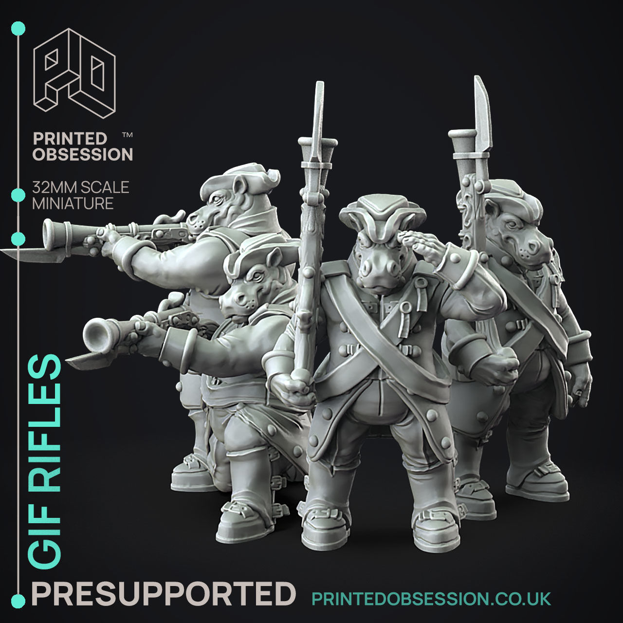 Giff Rifflemen - 3D Printable TTRPG - PRESUPPORTED - 32mm 3D model 3D ...