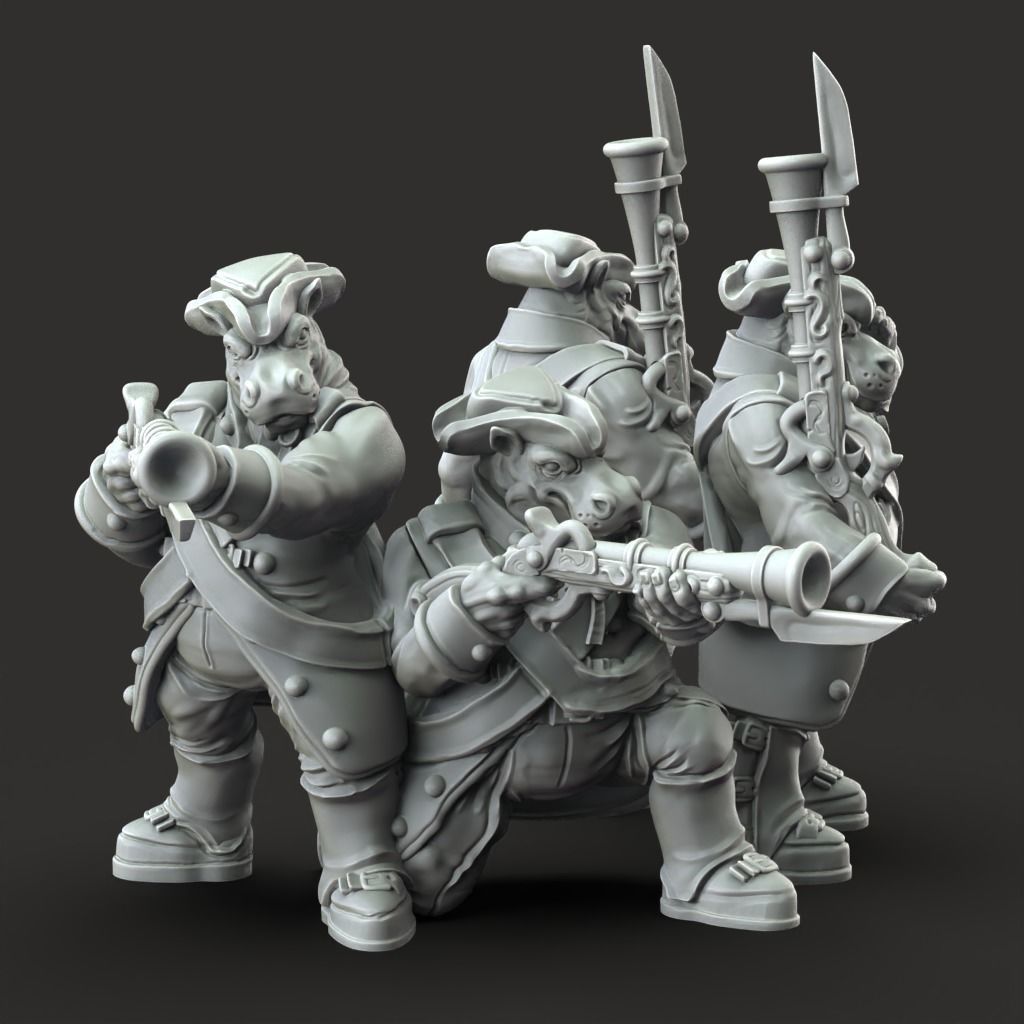 Giff Rifflemen - 3D Printable TTRPG - PRESUPPORTED - 32mm 3D model 3D ...