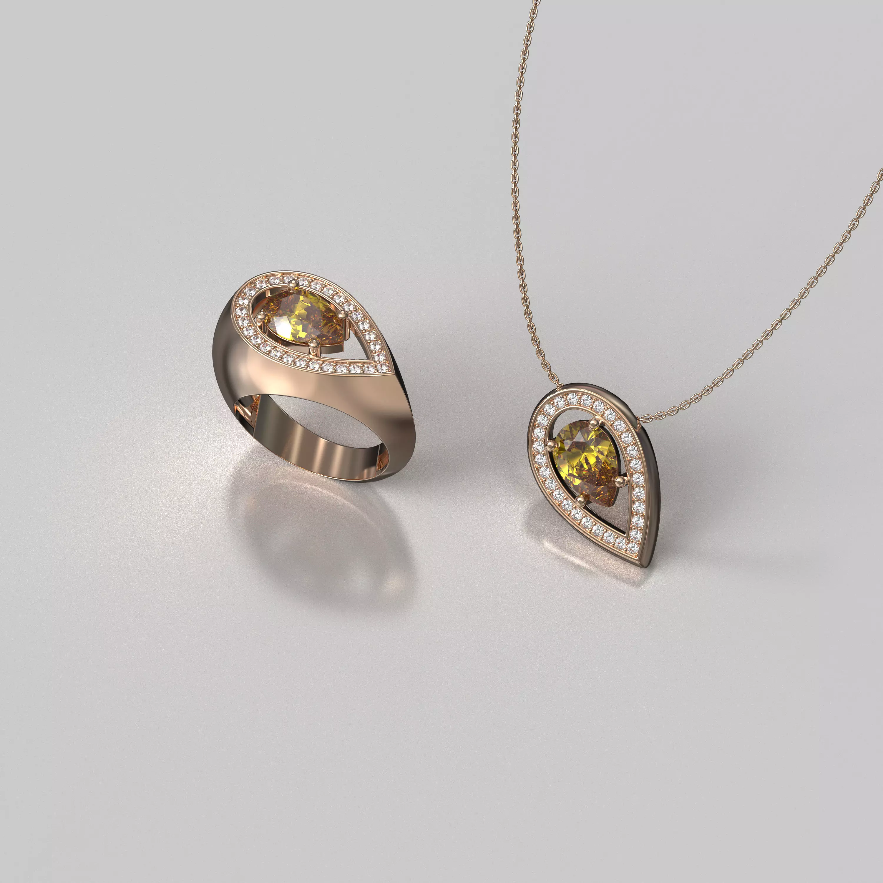 A Ring in the shape of Tear - with Pear stone 3D model 3D printable ...