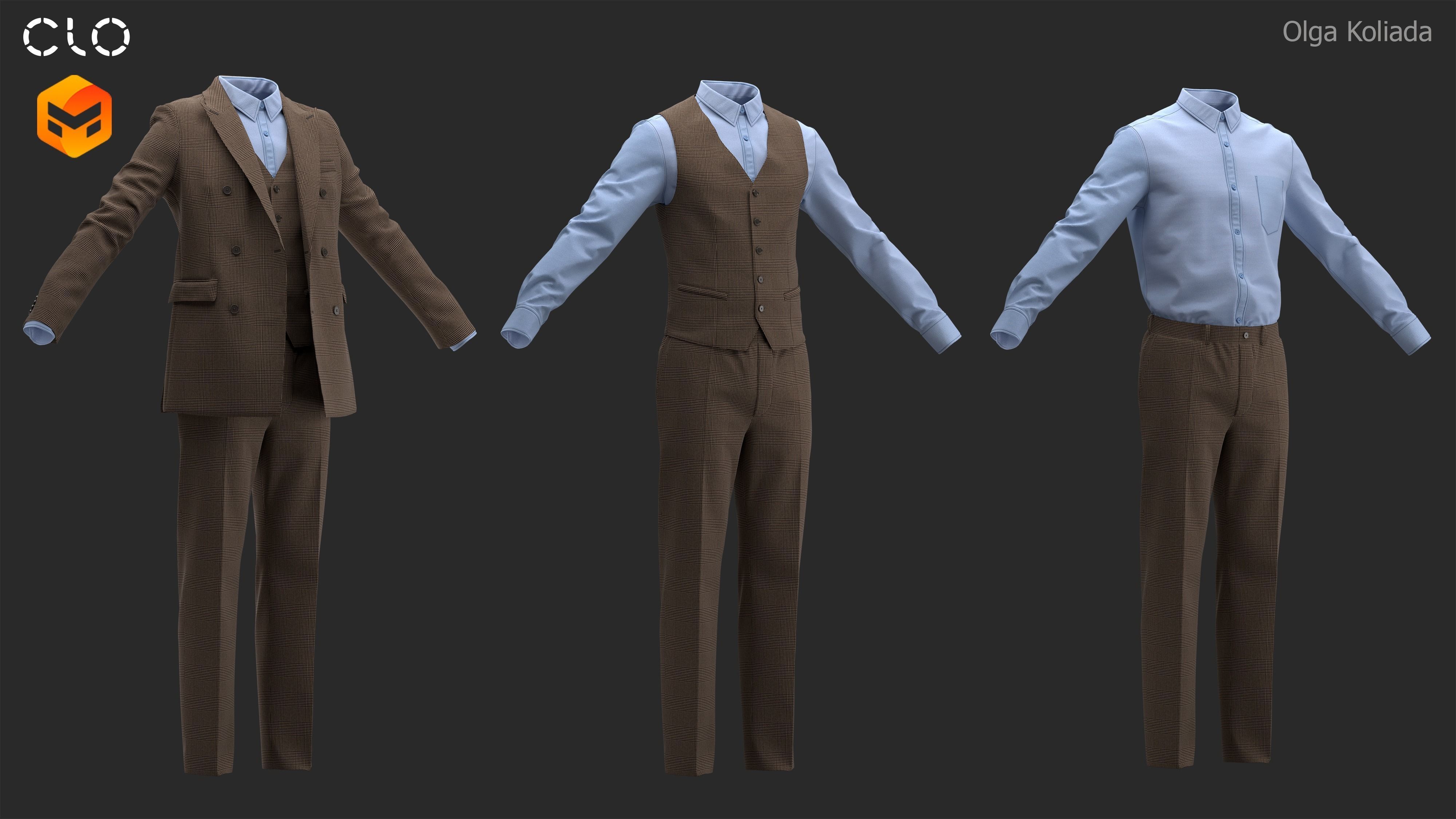 Male suit Marvelous Designer project and OBJ 3D model | CGTrader