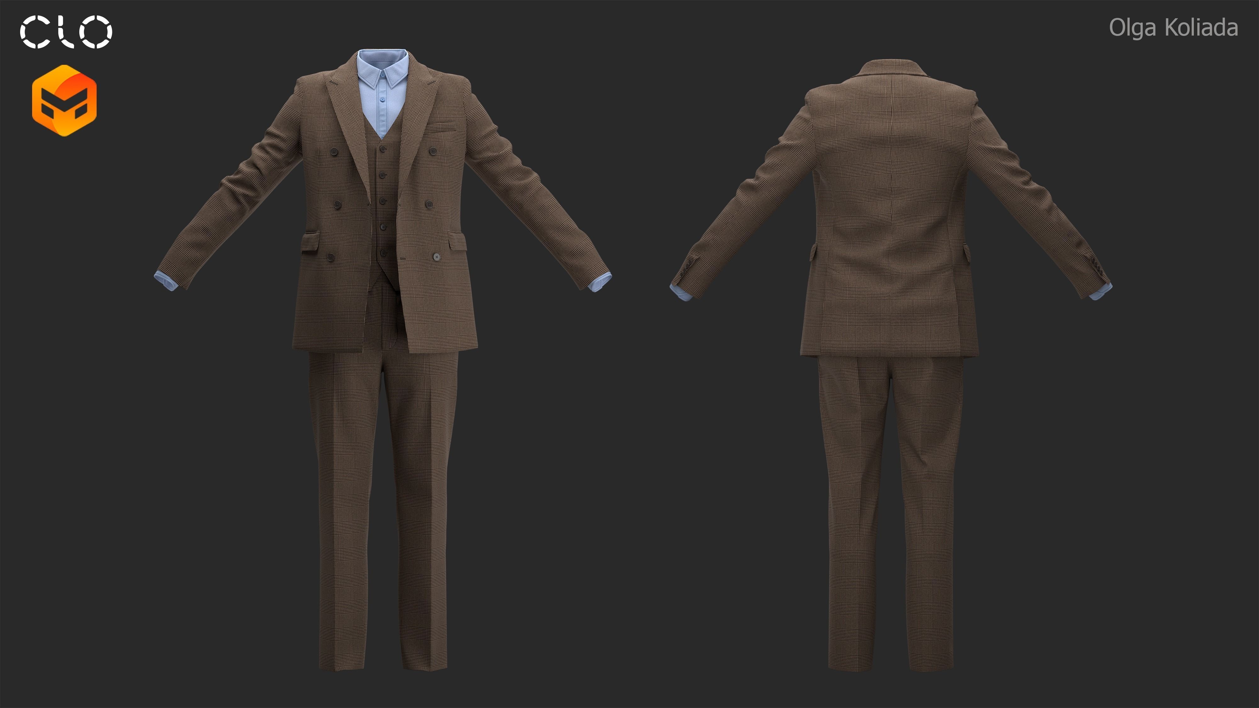 Male suit Marvelous Designer project and OBJ 3D model | CGTrader