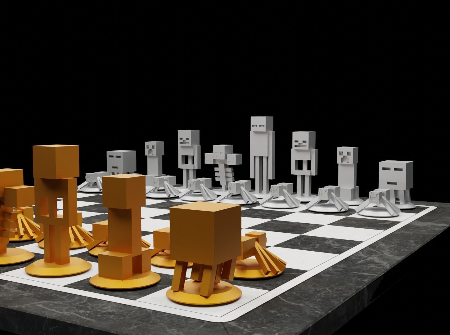 Minecraft Game Characters Chess Set - Different 6 Chess Pieces 3D model 3D printable | CGTrader