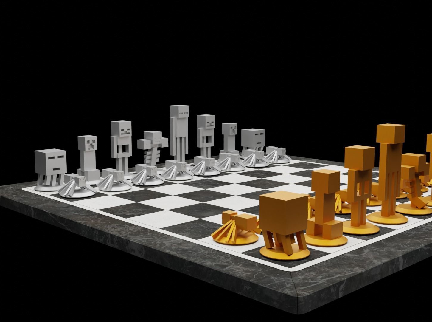 Minecraft Game Characters Chess Set - Different 6 Chess Pieces 3D model ...
