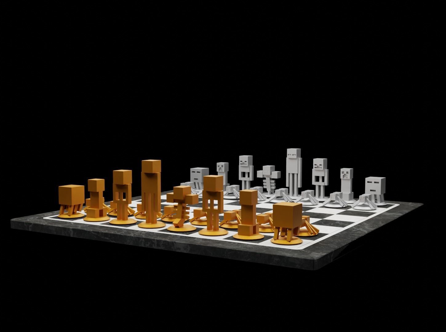 Minecraft Game Characters Chess Set - Different 6 Chess Pieces 3D model ...