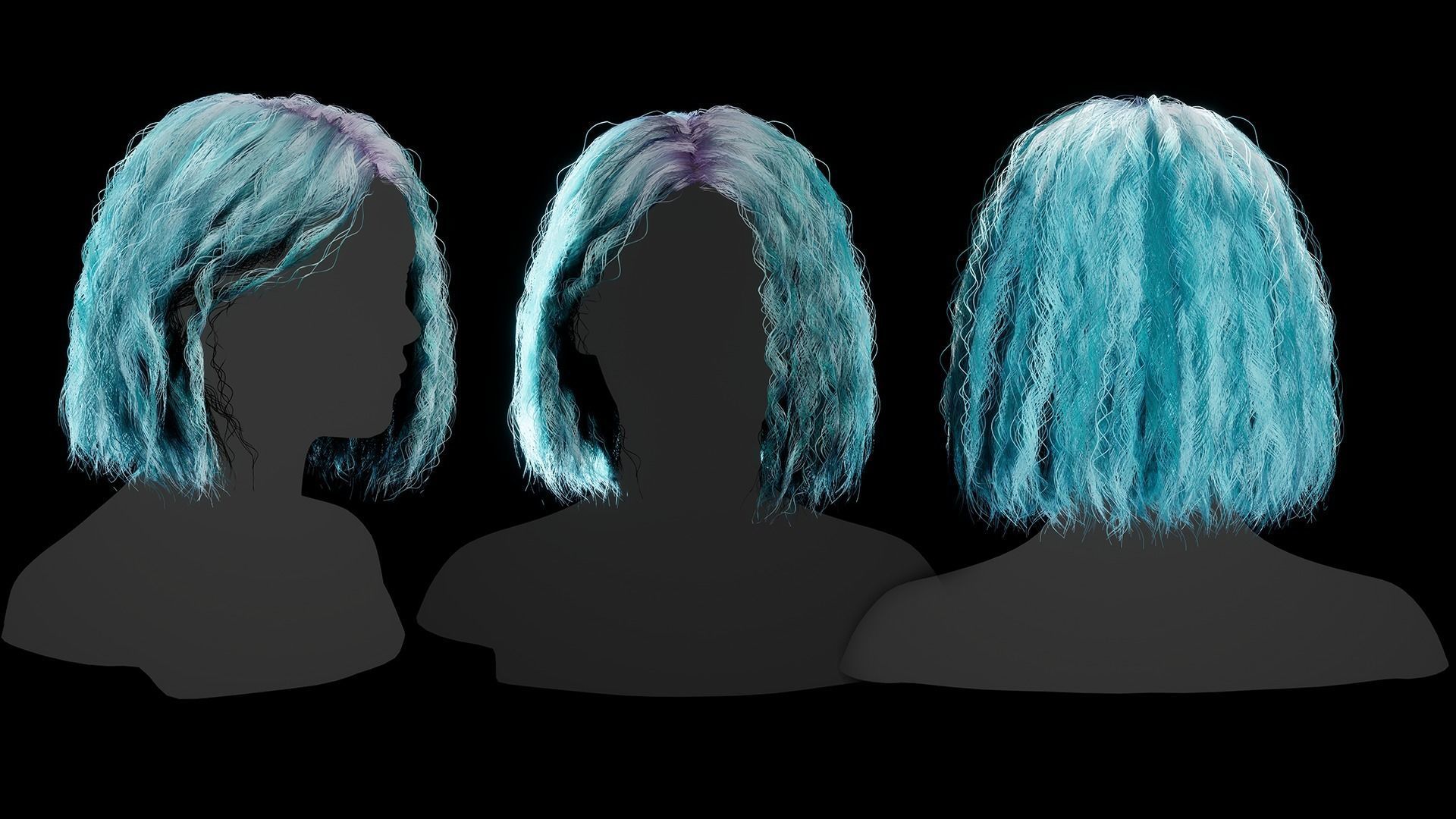 3D model Realistic Hairstyle Pack 11 pieces RealTime Low Poly Cards VR ...