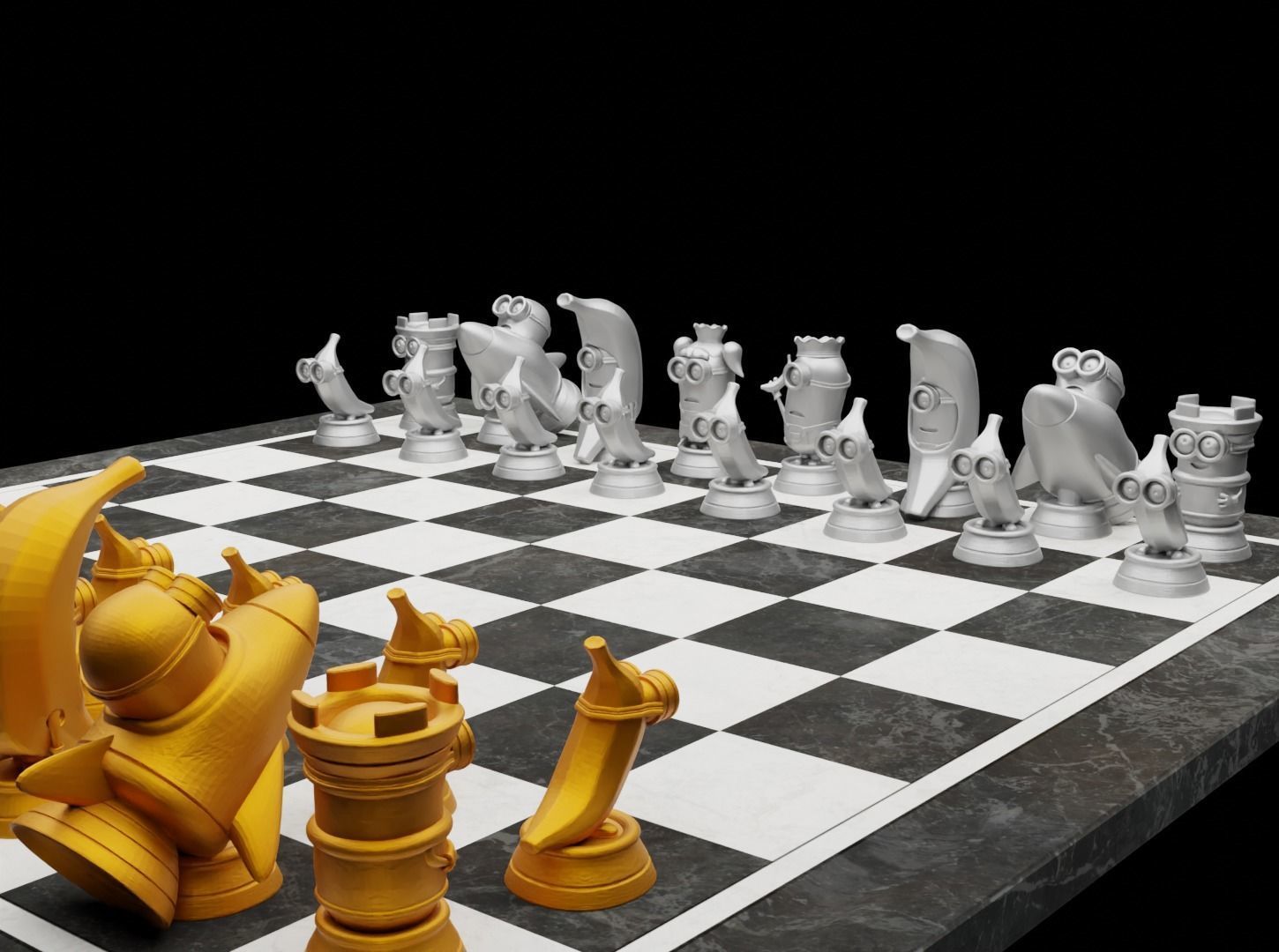 Minions Chess Set - Minions Characters 6 Different Chess Pieces free 3D ...