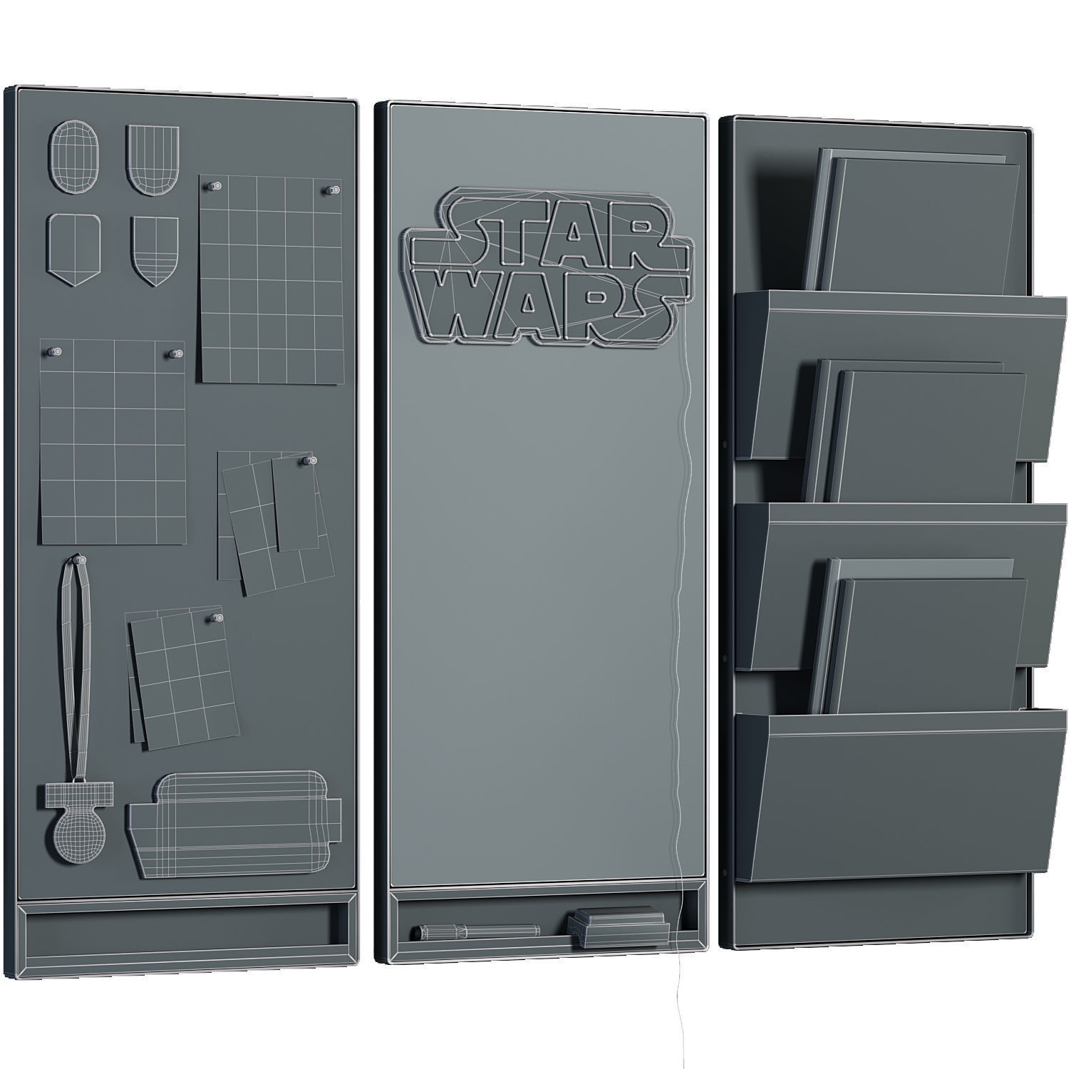 Pottery Barn Star Wars Corkboard Whiteboard File Organizer 3D model ...