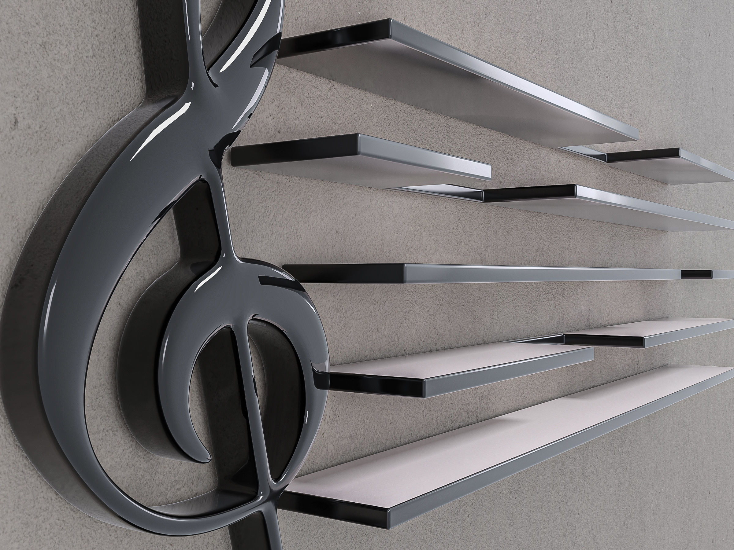Treble Clef Bookshelf free 3D model | CGTrader