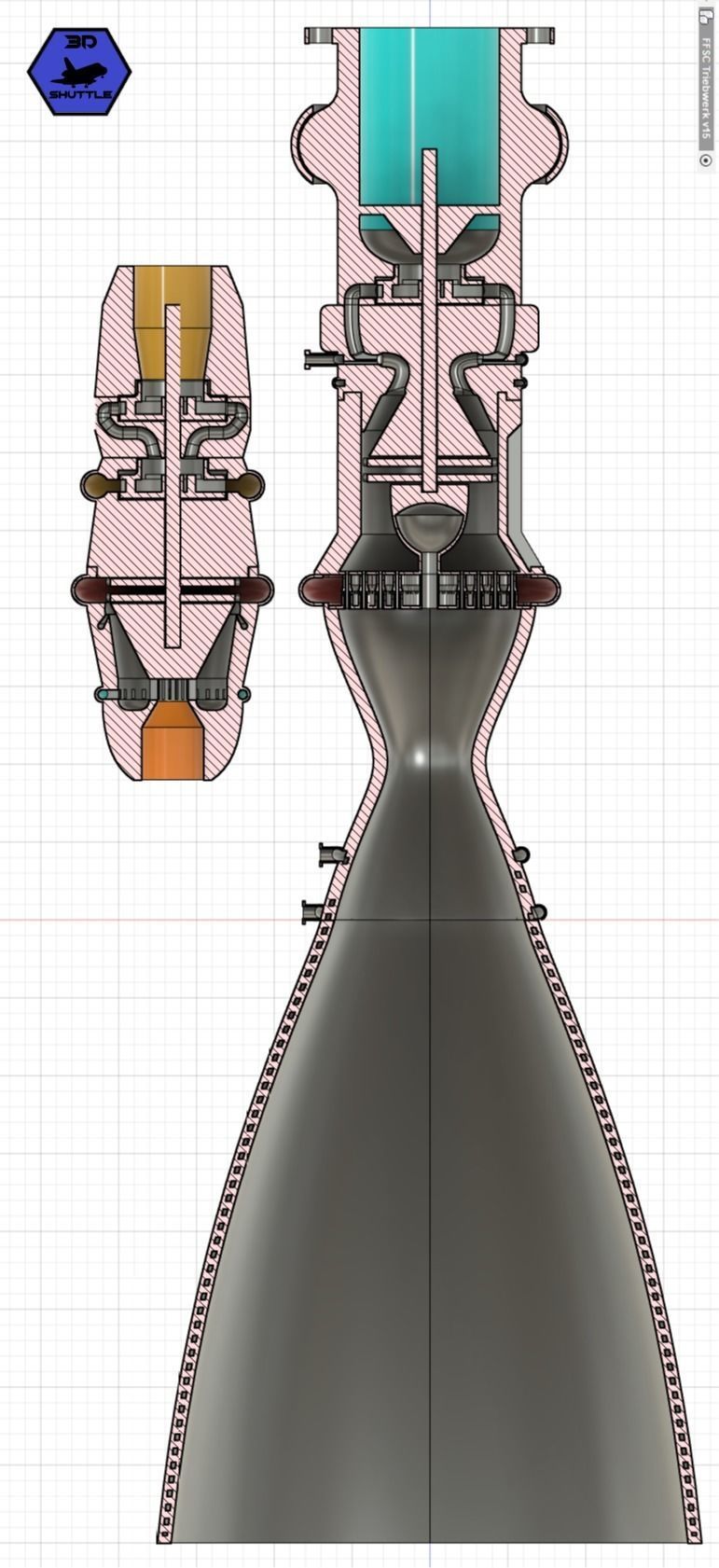 Full flow staged Combustion Triebwerk 3D model 3D printable | CGTrader
