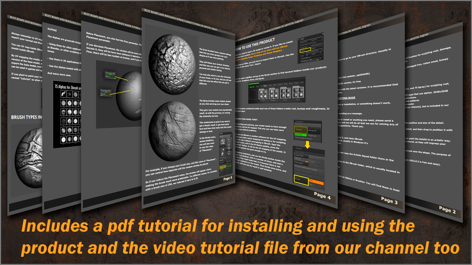 Rust Bumps and Roughness Maker 300 ZBrush brushes and 75 alphas Texture ...