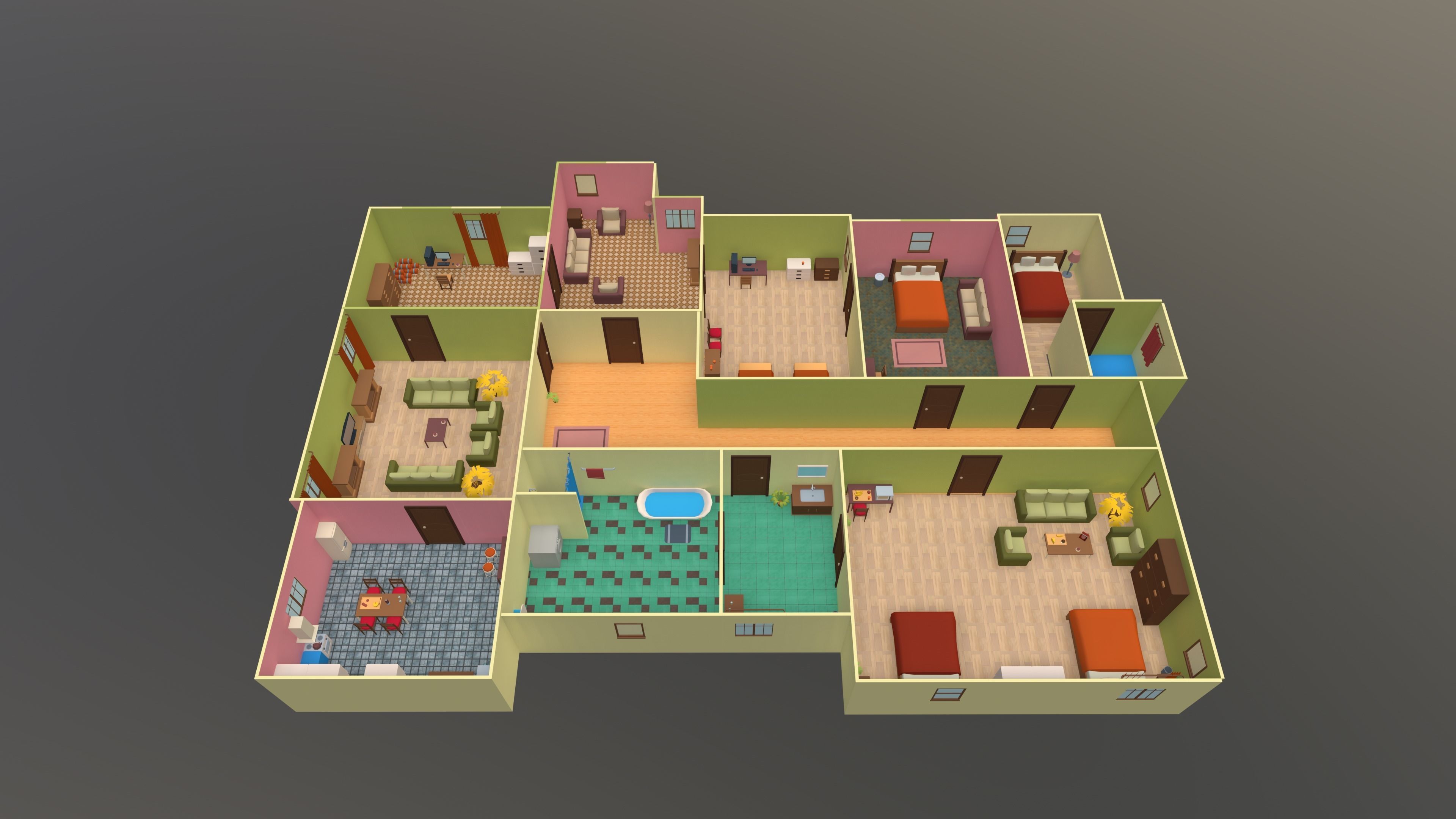 3D model Top-Down 3D Environment Pack for Interior Scenes - Game Ready ...