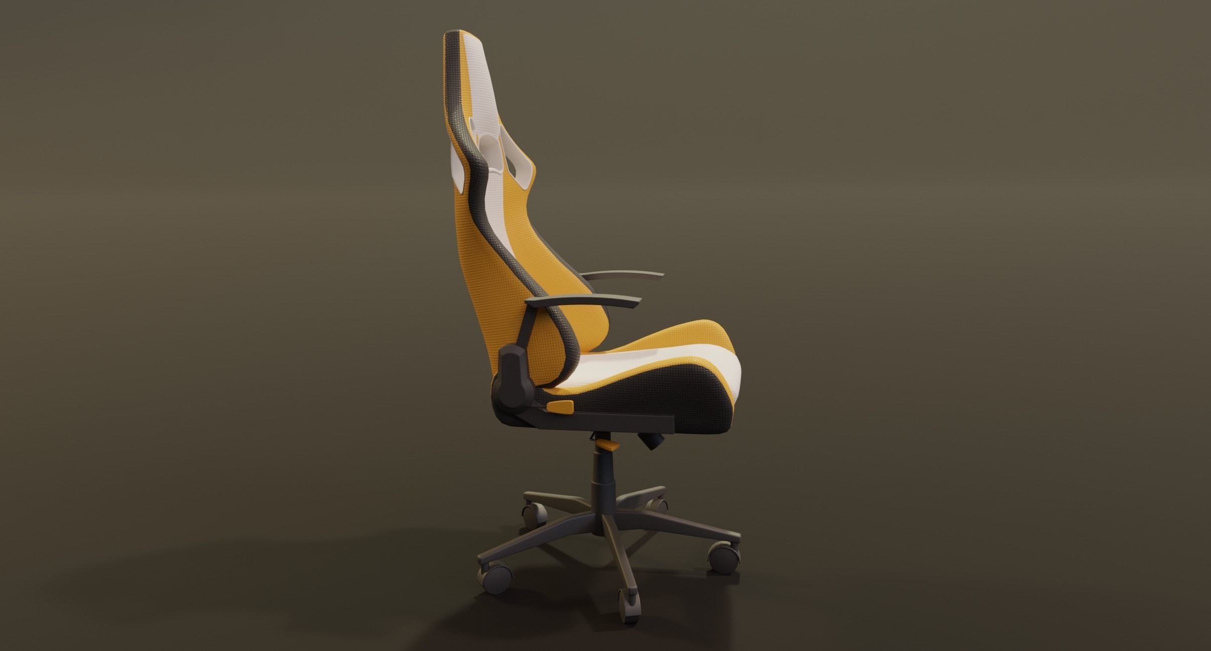 3D model Modern colorful gaming gamer chair yellow white VR / AR / low ...