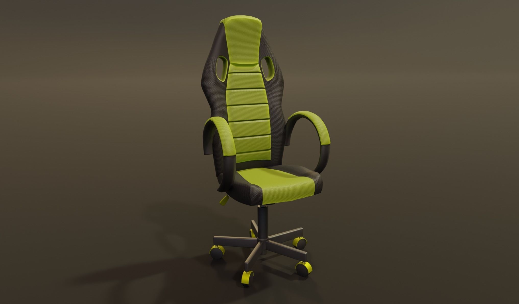 3D model gaming chair neon green color gamer swivel chair VR / AR / low ...