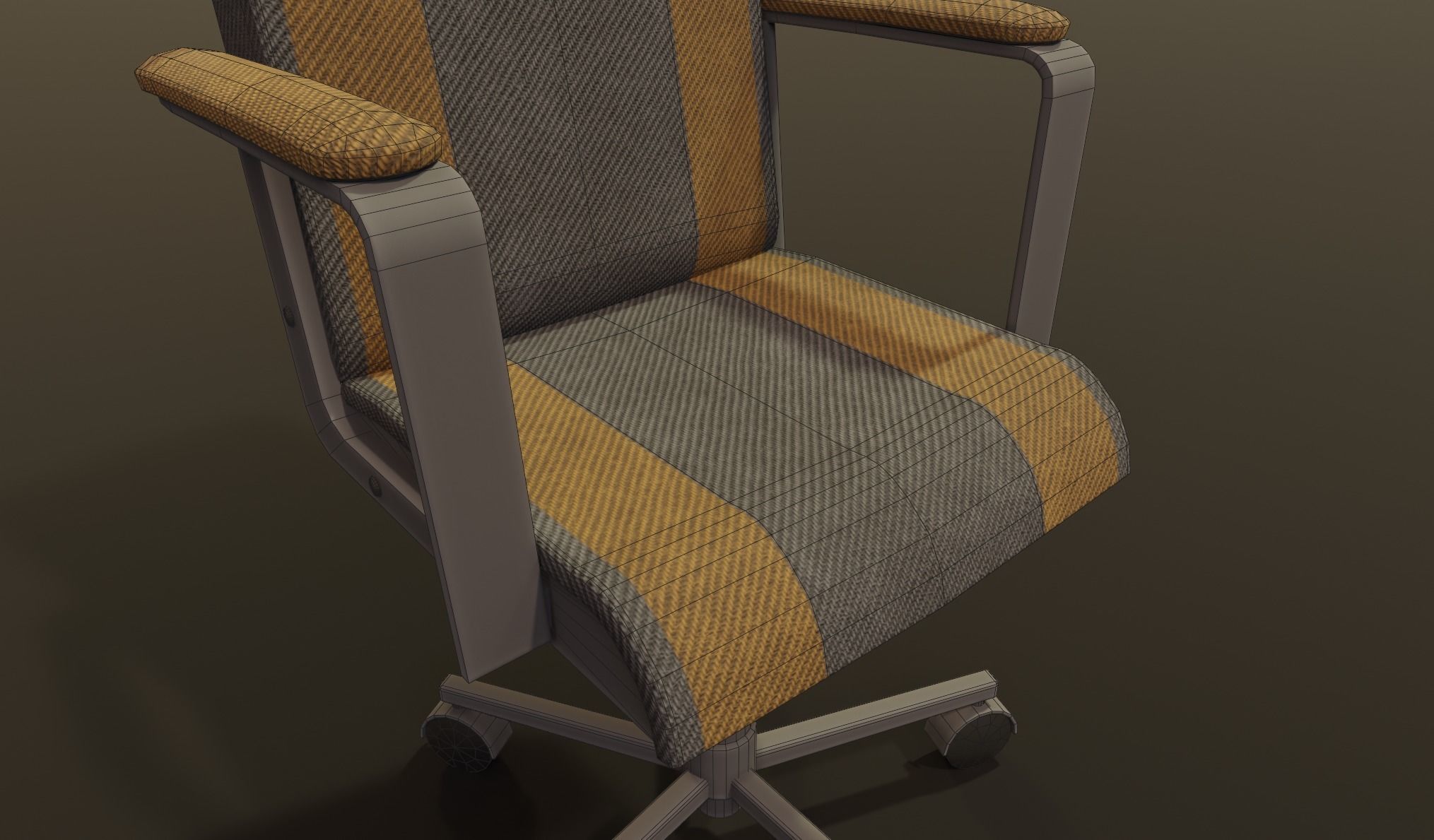 3D model old style gaming chair retro color yellow gray VR / AR / low ...