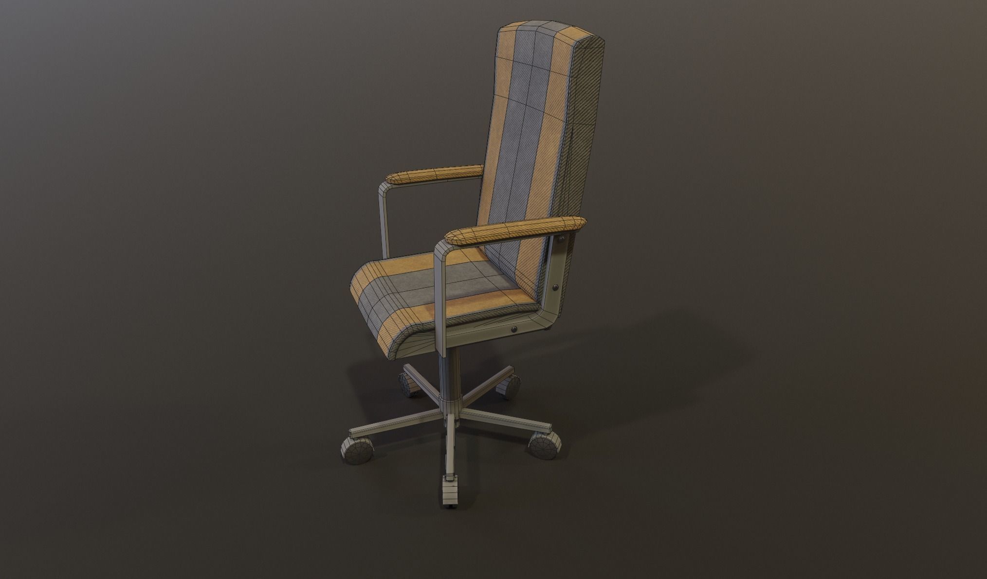 3D model old style gaming chair retro color yellow gray VR / AR / low ...
