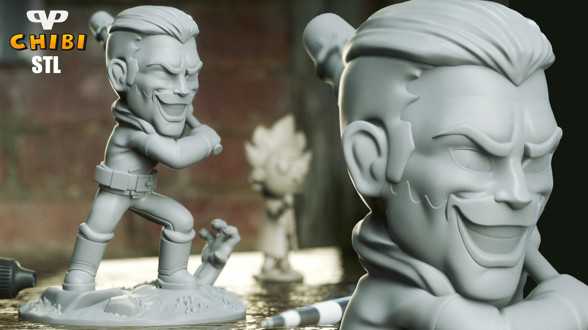 Negan Walking Dead Chibi STL for 3D Printing ChibiSTL 3DXM 3D model 3D ...