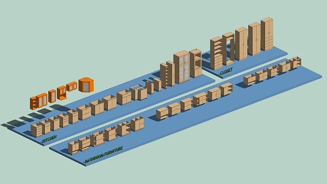 Sketchup Dynamic Components For Kitchen Closet Bathroom 3d Model Cgtrader 