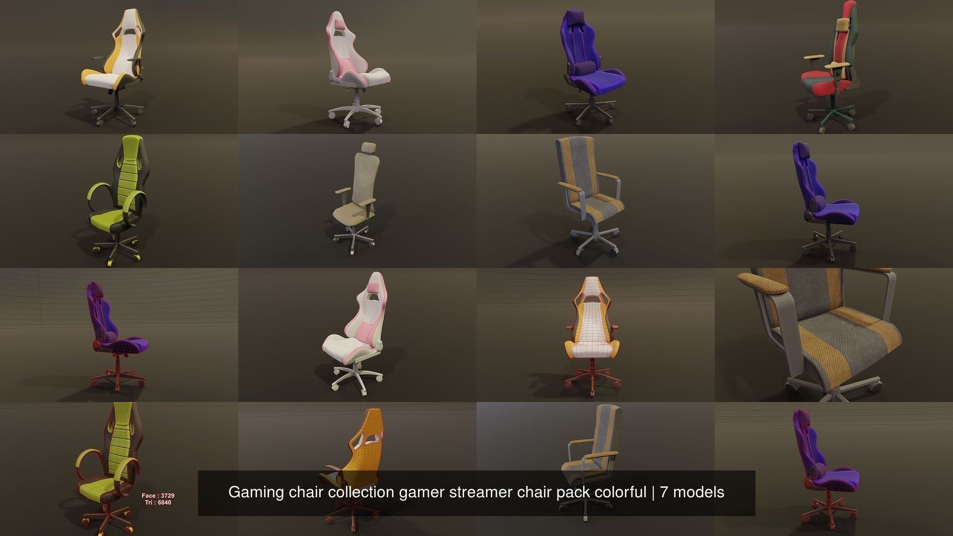 Gaming chair collection gamer streamer chair pack colorful VR / AR ...