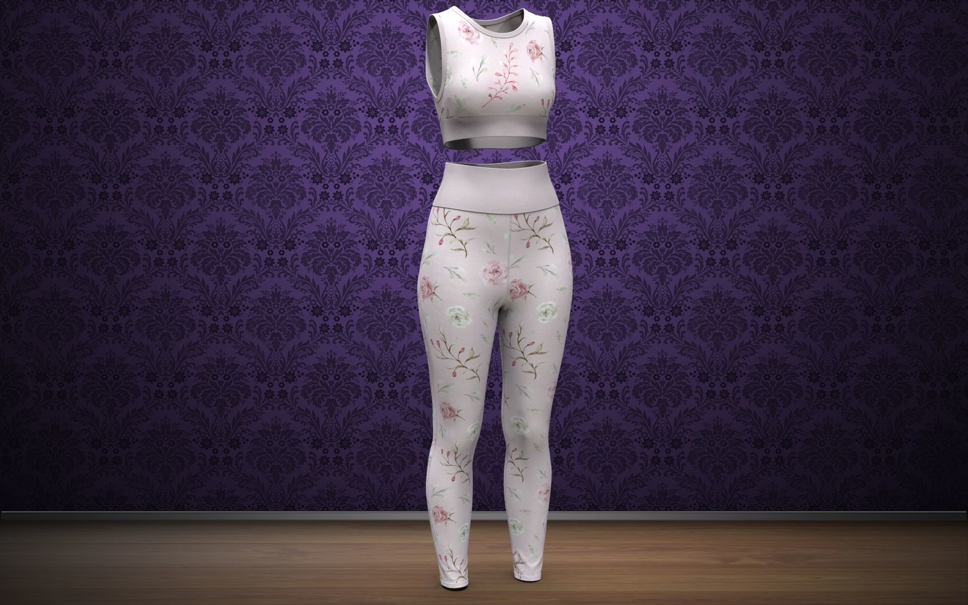 Crop Top and Leggings Set 3D model | CGTrader