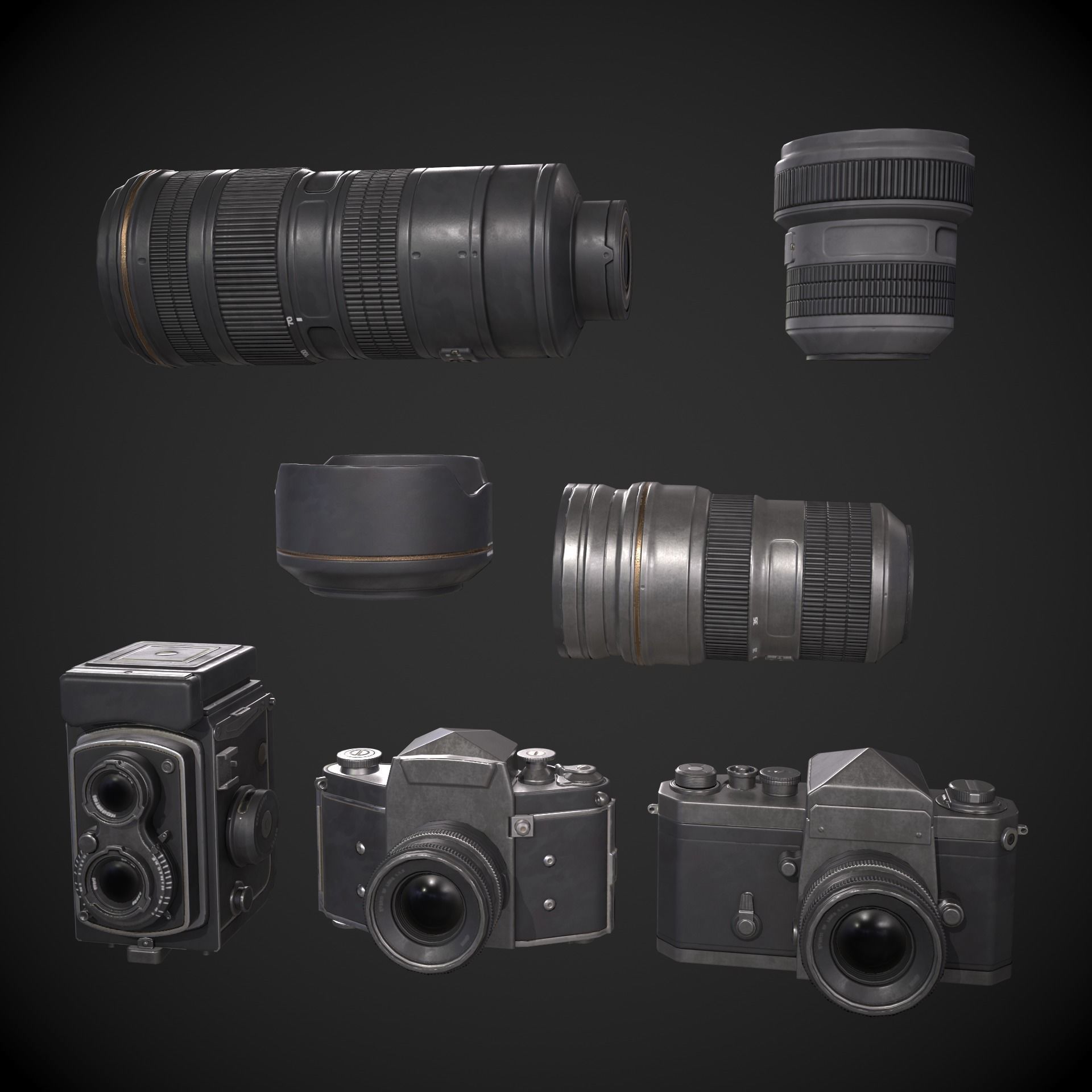 3D model Vintage Camera Set VR / AR / low-poly | CGTrader