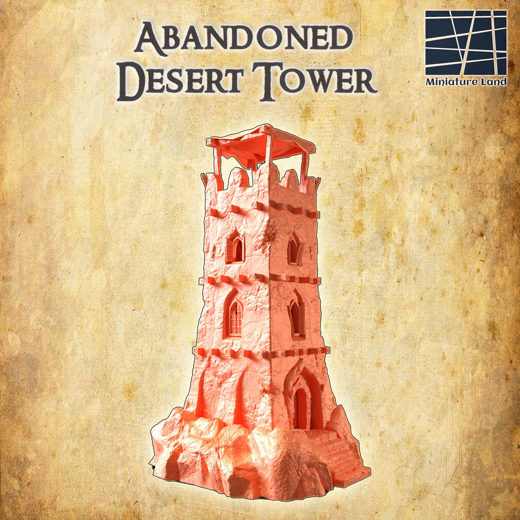 Abandoned Desert Tower Tabletop Terrain 28 mm 3D model 3D printable ...