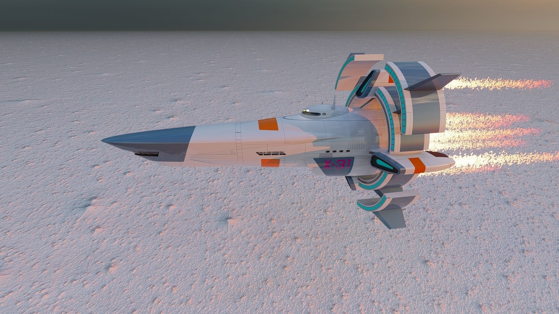 3D model Futuristic 3D Space Ship 2023 2024 Model Fly vehicle VR / AR ...