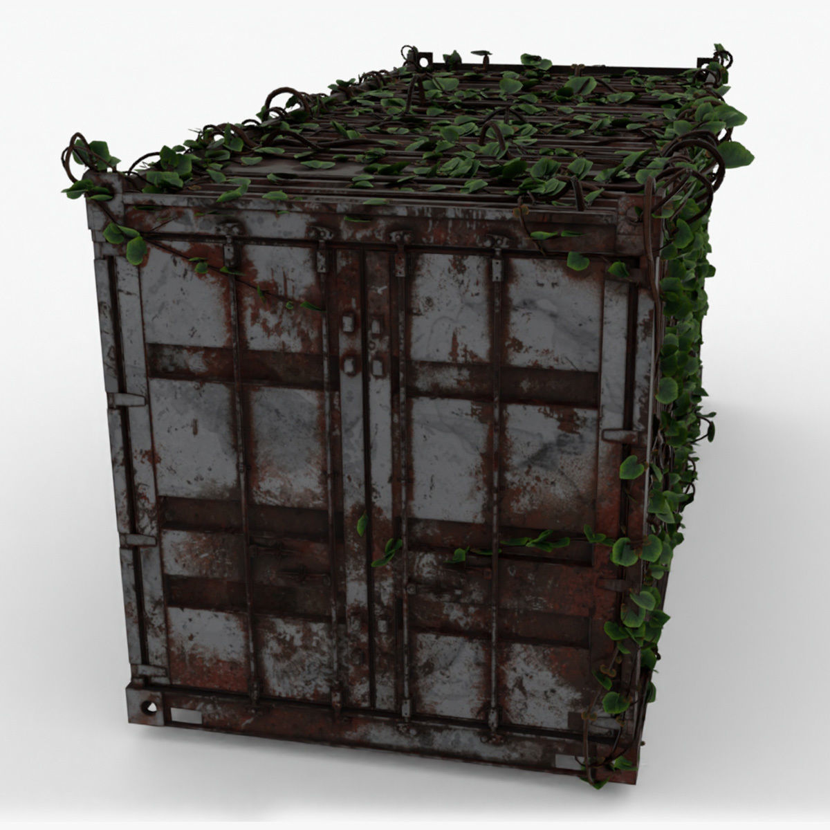 3D model Old Rusty Shipping Container with Ivy VR / AR / low-poly ...