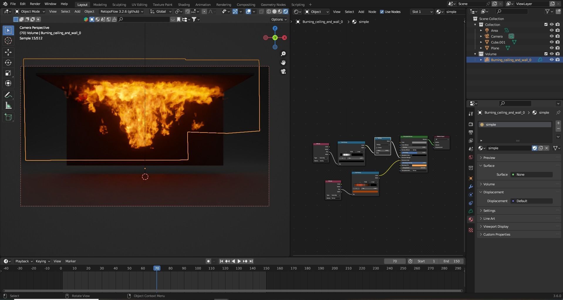 Burning ceiling and wall vdb 3D model animated | CGTrader