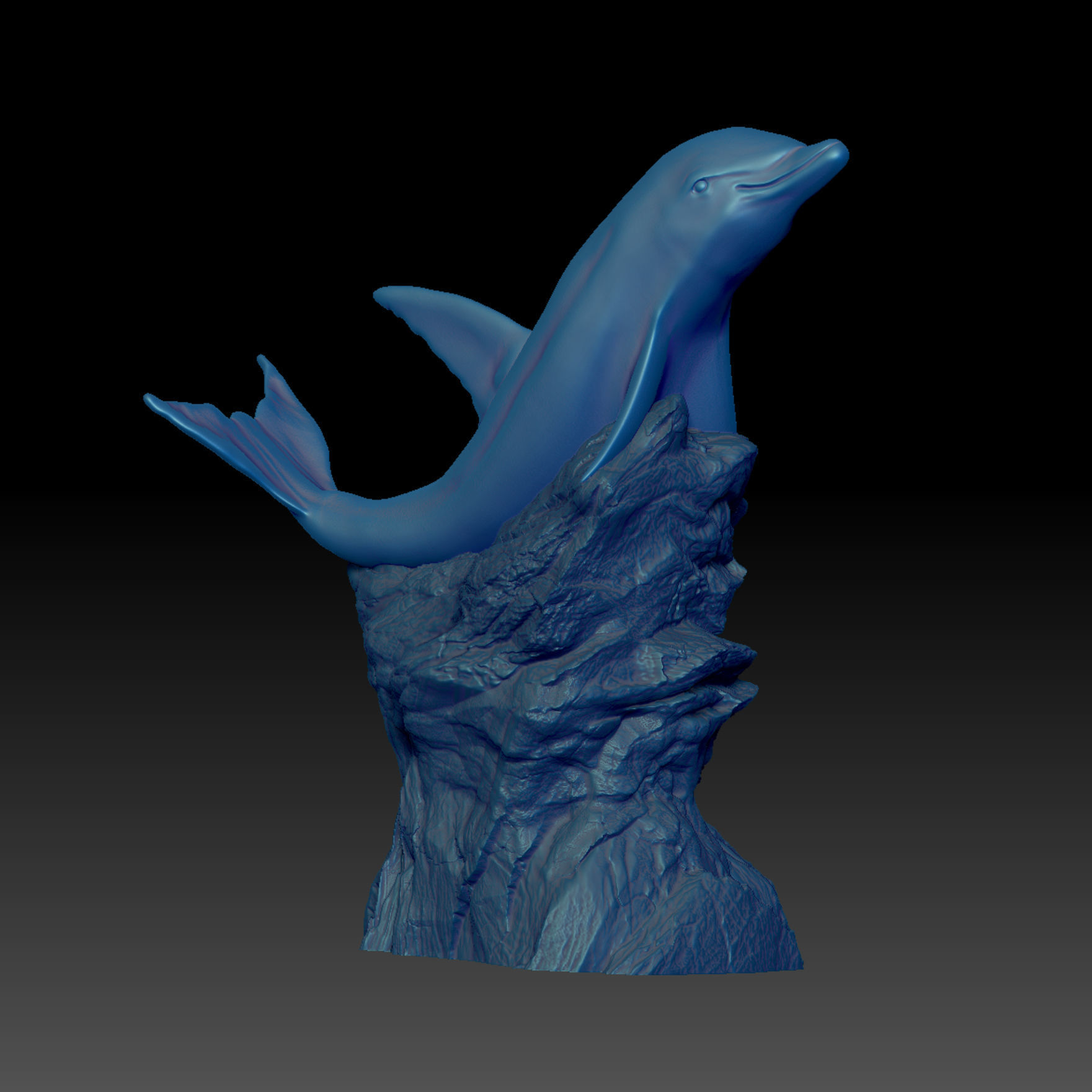 Dolphin on the Rock STL 3D Printing Model High-Polygon free 3D model 3D ...