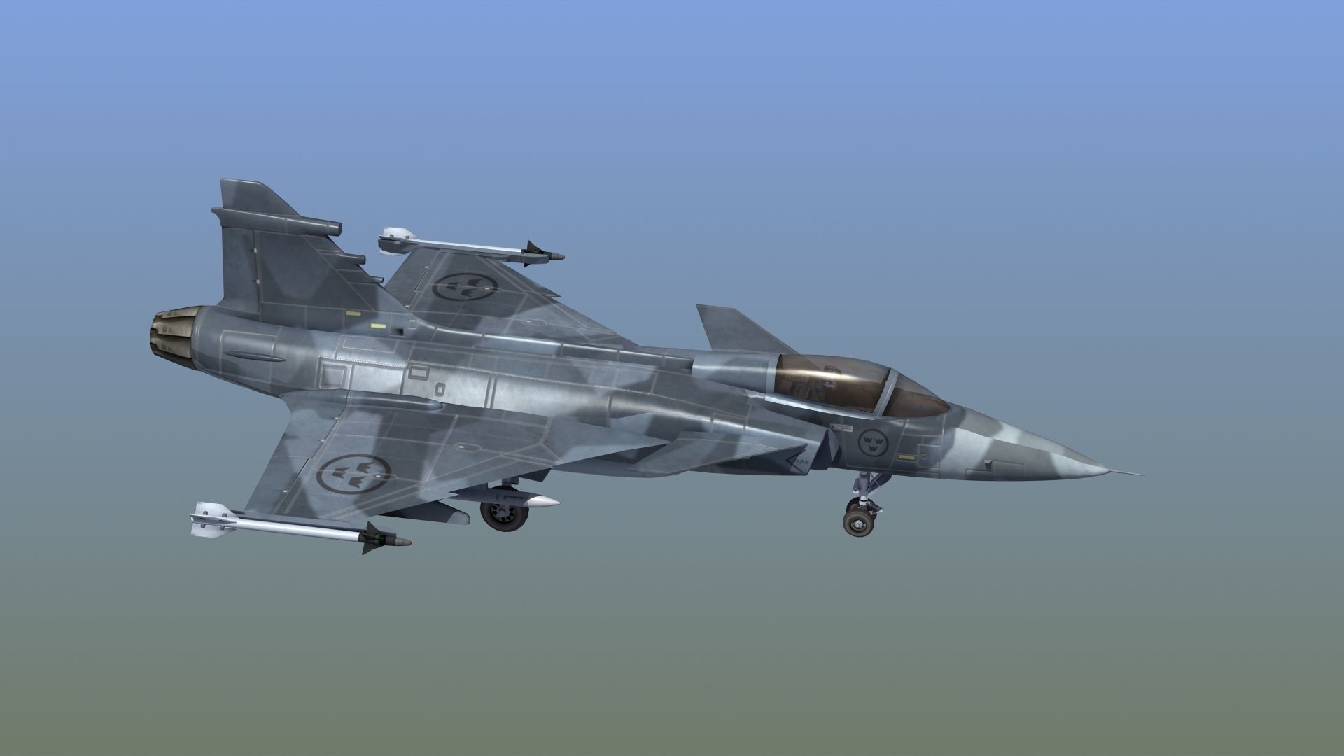 3D model JAS 39 Gripen VR / AR / low-poly | CGTrader