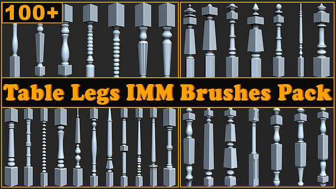 3D model 108 Table Legs IMM Brushes Pack VR / AR / low-poly | CGTrader