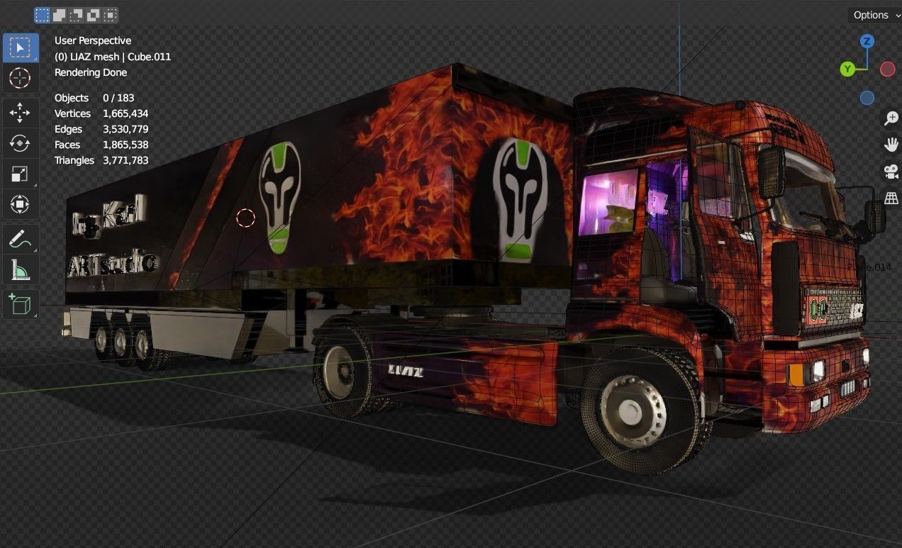 LIAZ 300 Truck with Trailer 3D model animated rigged | CGTrader